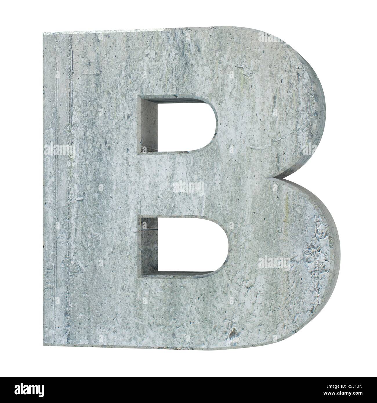 Concrete Capital Letter - B isolated on white background . 3D render ...