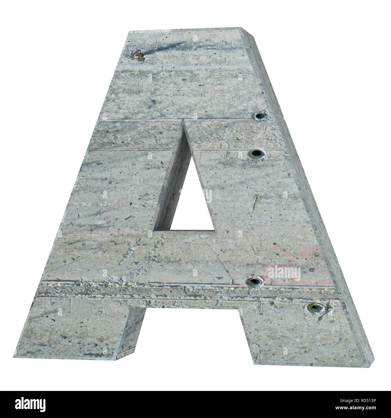 Concrete Capital Letter - A isolated on white background . 3D render ...