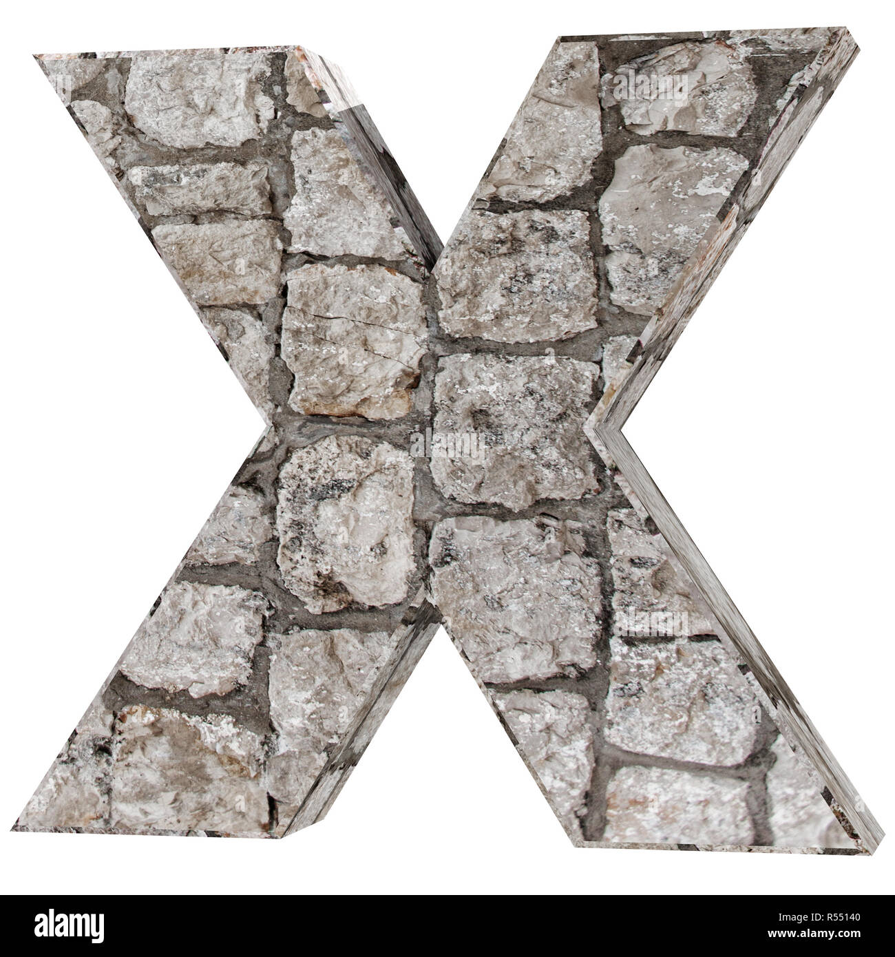 Capital letter - X from stone bricks. 3D Render Illustration Stock ...