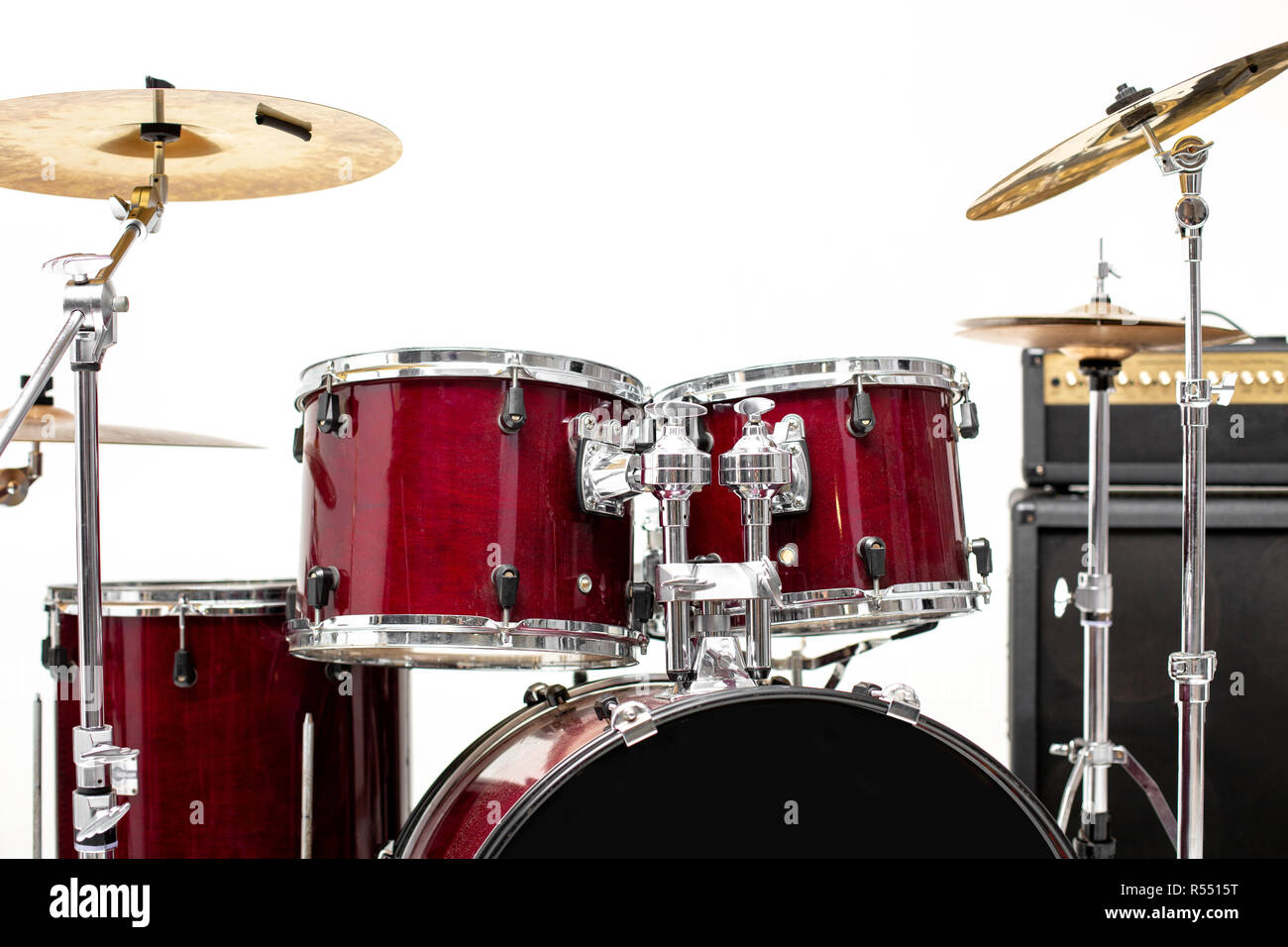 drum set on white background. musical instruments Stock Photo - Alamy
