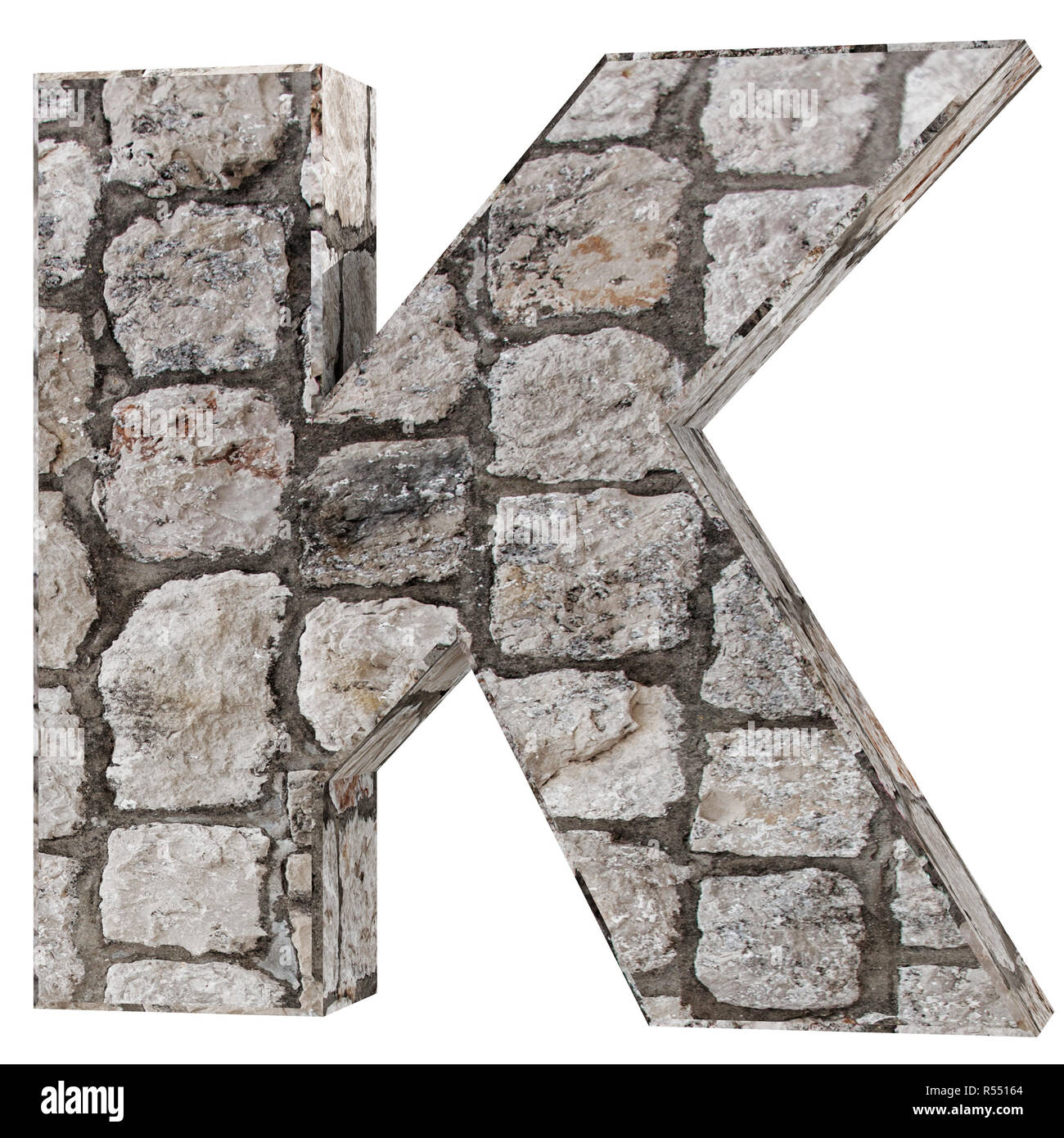 Capital letter - K from stone bricks. 3D Render Illustration Stock ...