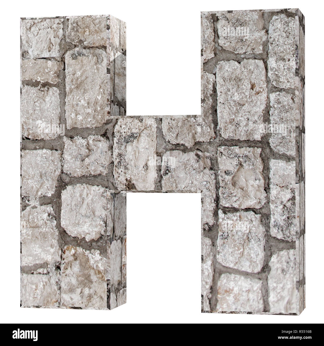 Capital letter - H from stone bricks. 3D Render Illustration Stock ...