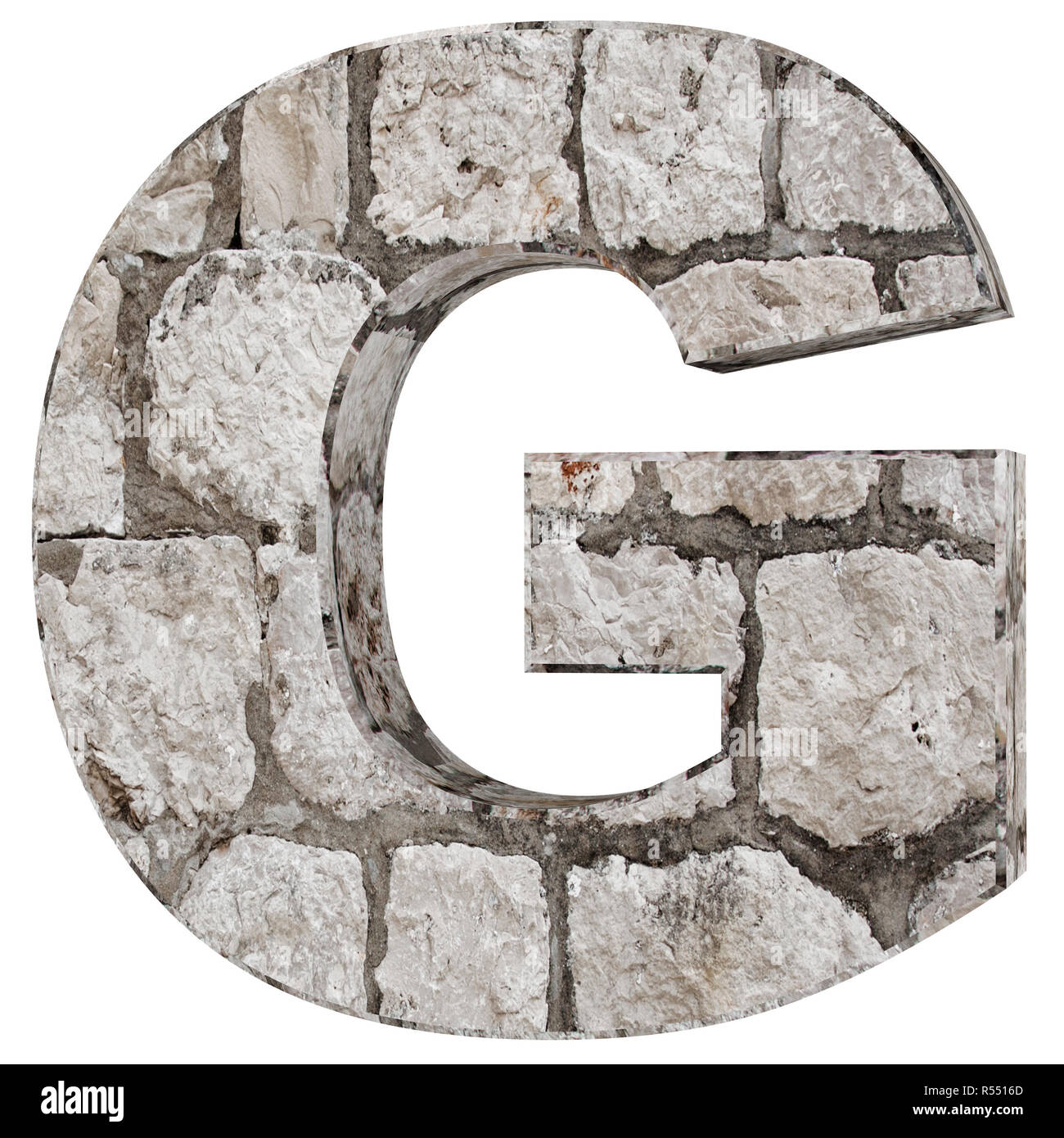 Capital letter - G from stone bricks. 3D Render Illustration Stock ...