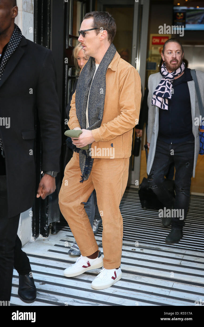Benedict Cumberbatch leaving BBC Radio Two Studios after promoting his ...