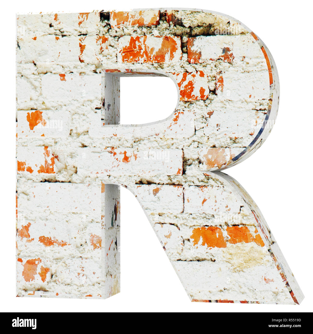 Capital letter - R from dirty bricks. 3D Render Illustration Stock ...