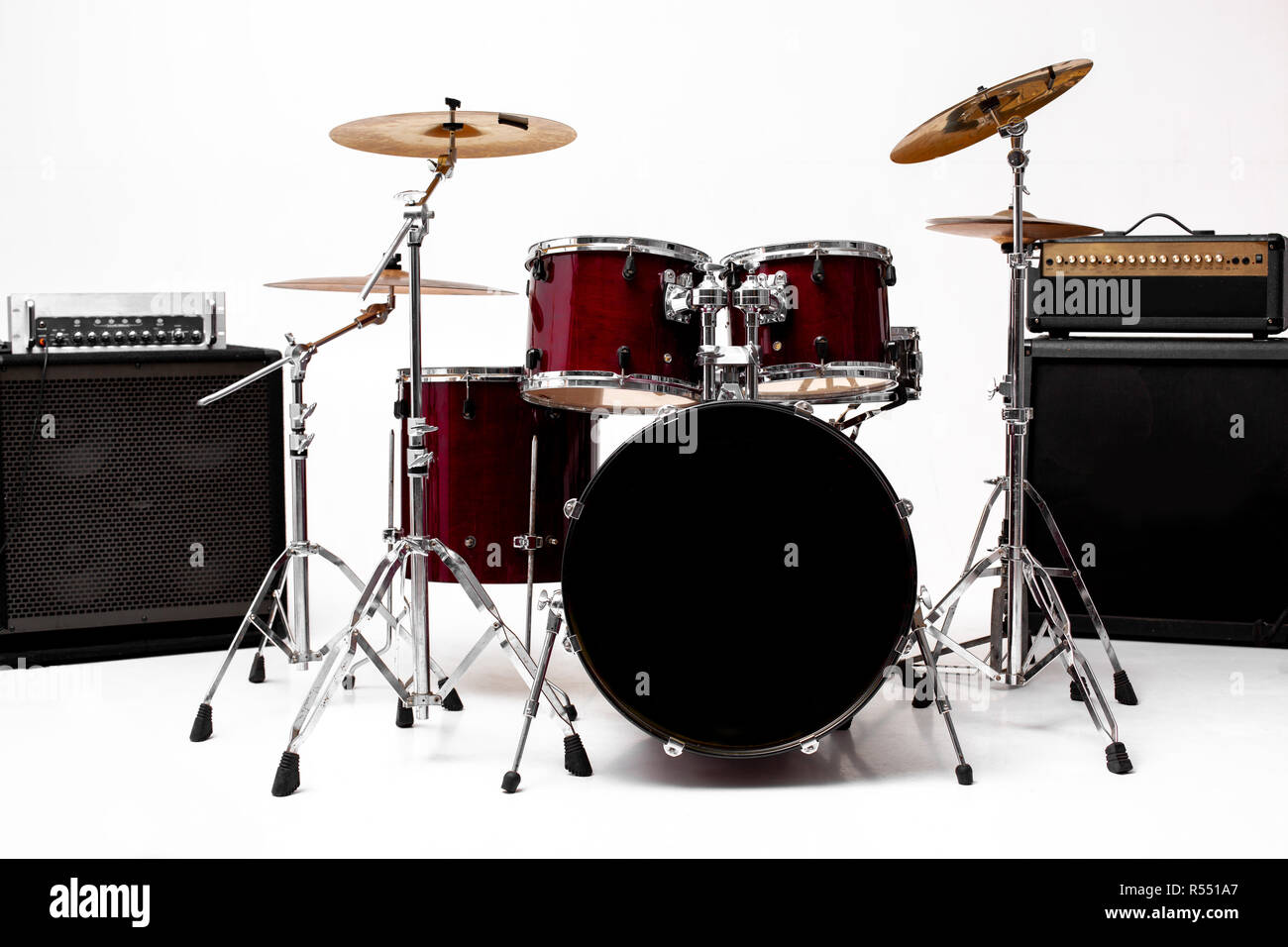 drum set on white background. musical instruments Stock Photo - Alamy
