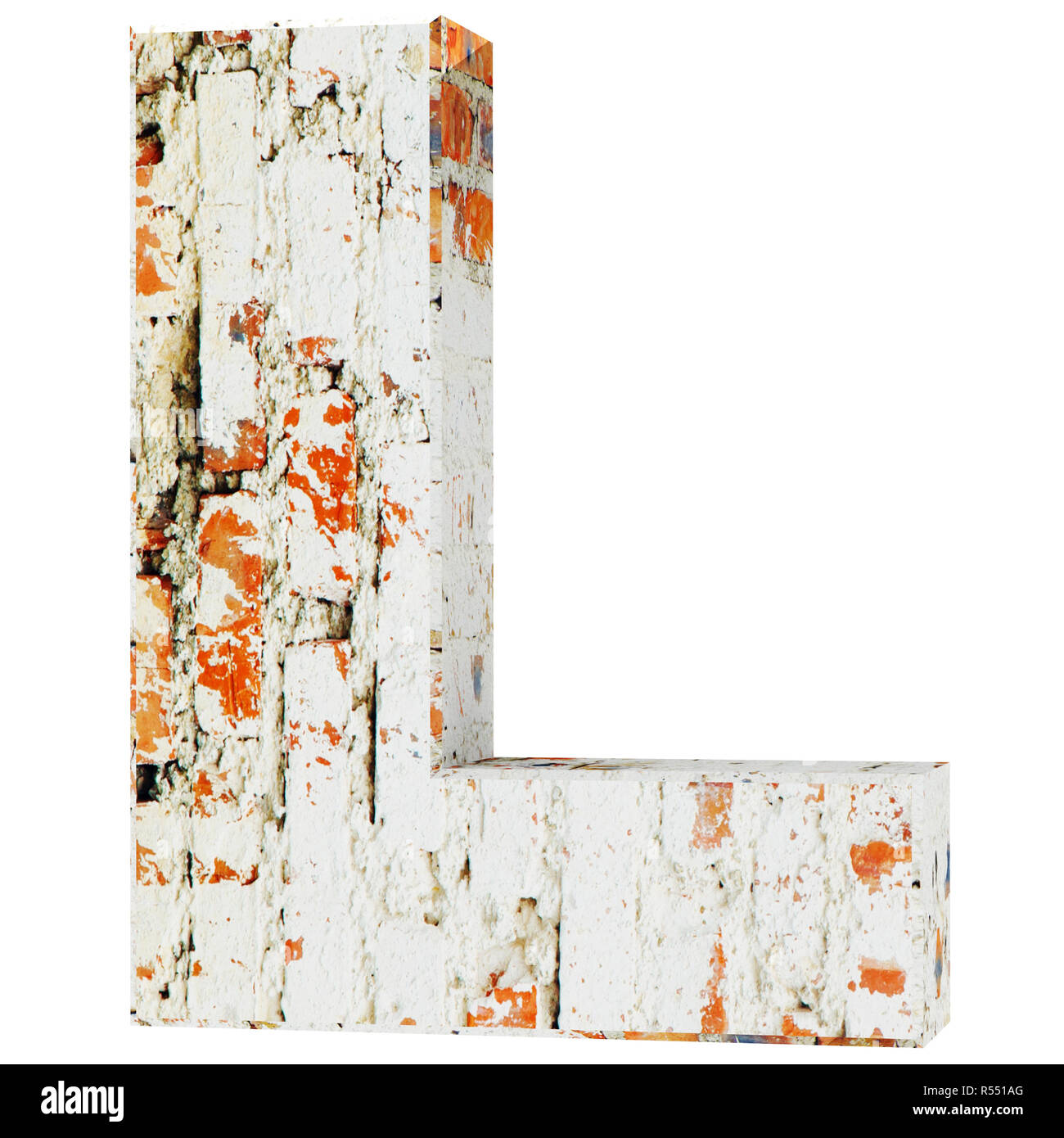 Capital letter - L from dirty bricks. 3D Render Illustration Stock ...