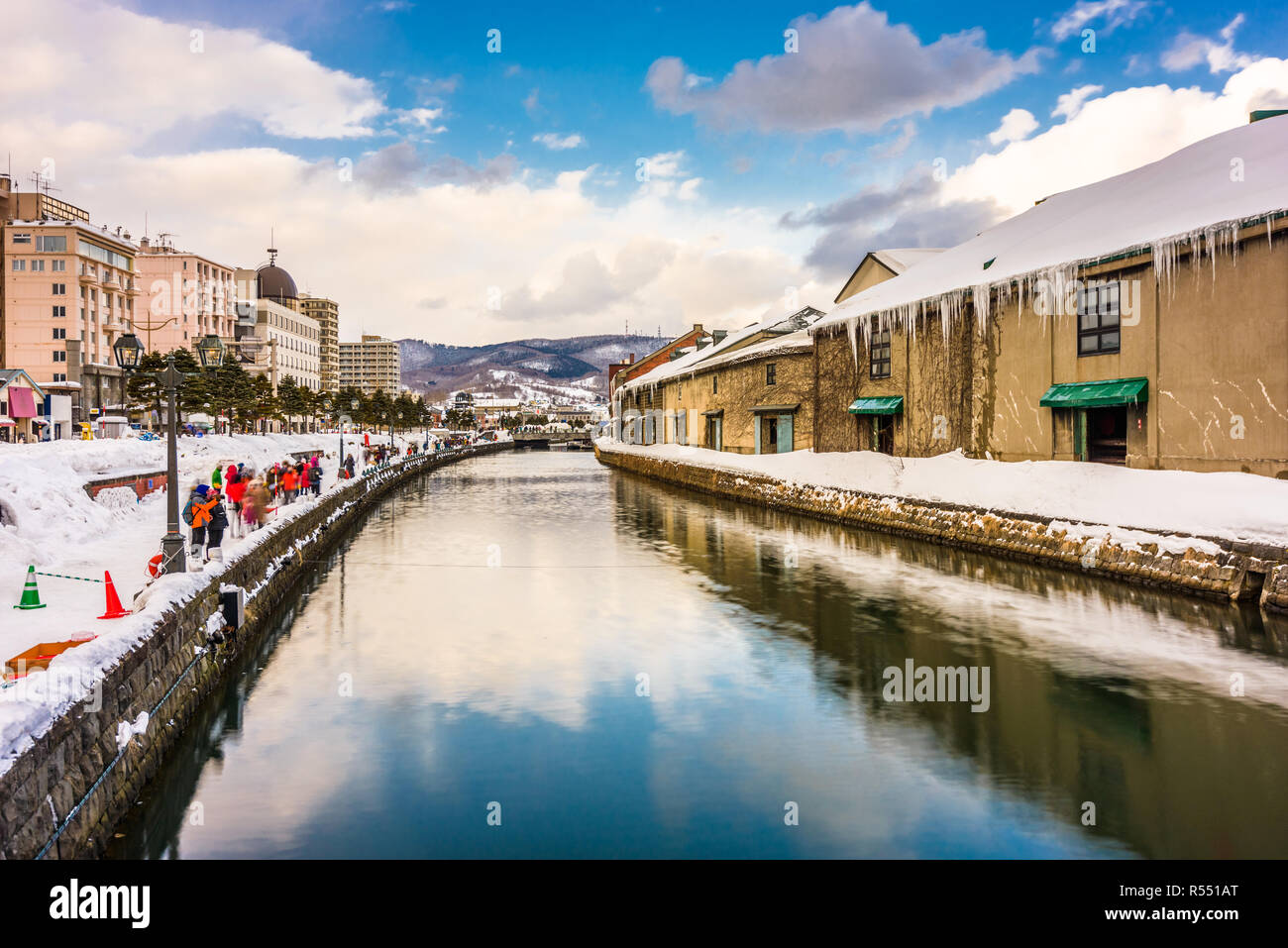 Otaru, Japan winter skyline on the canals Stock Photo - Alamy
