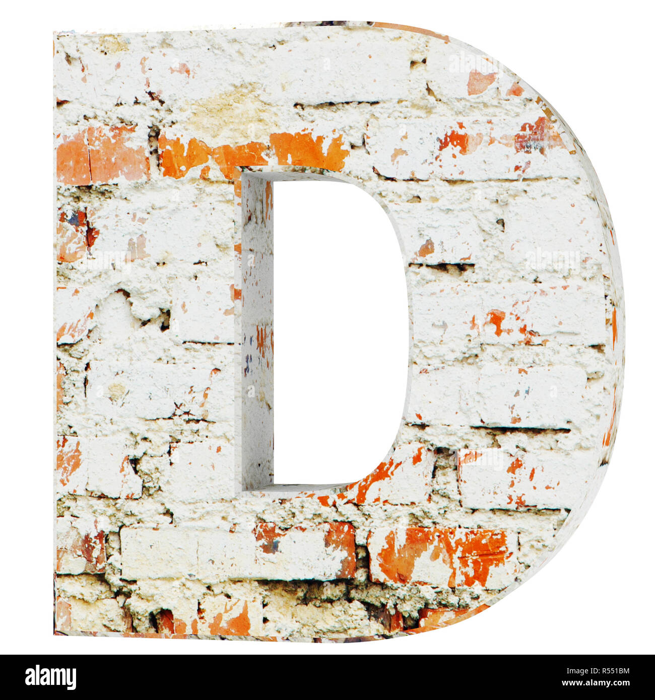 Capital letter - D from dirty bricks. 3D Render Illustration Stock ...