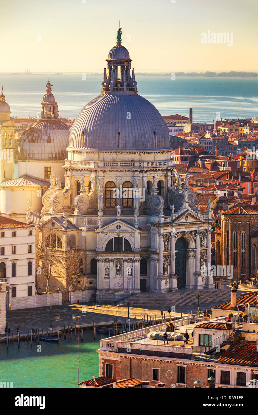 Aerial View of the Grand Canal and Basilica Santa Maria della Salute ...