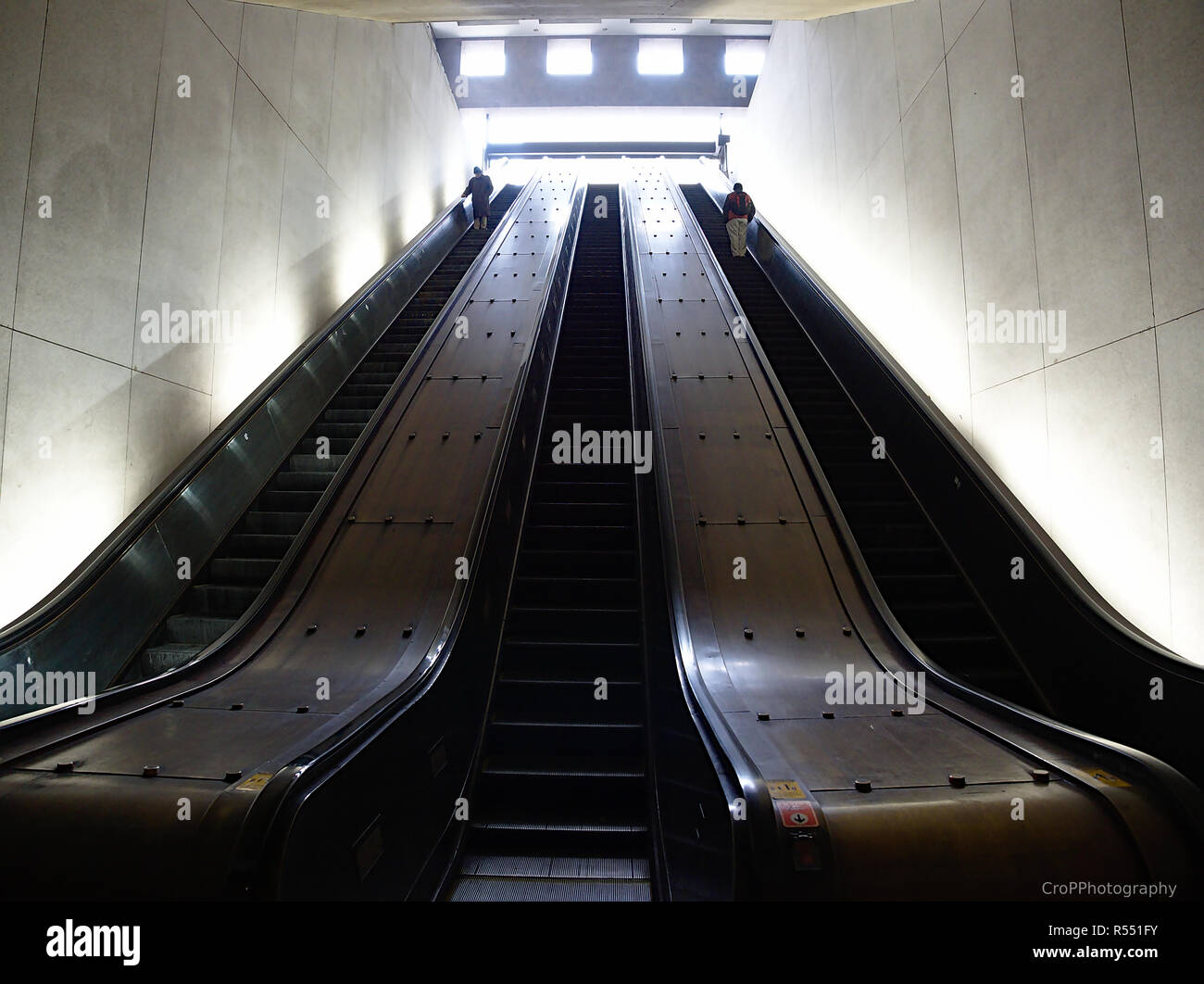 Escalator entrance and exit at DC metro station Stock Photo - Alamy