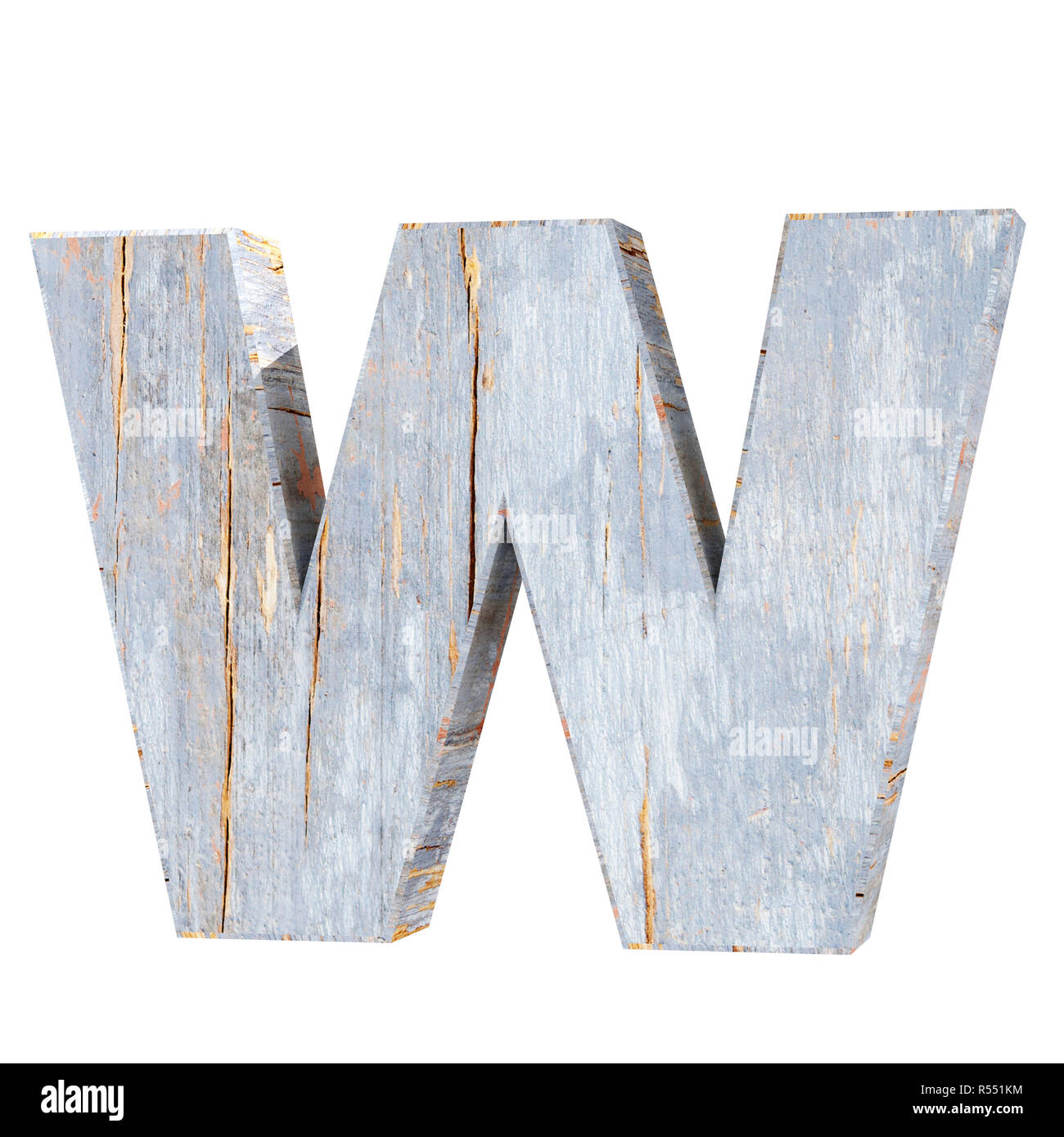 Decorative wooden alphabet letter - W.3d rendering illustration ...