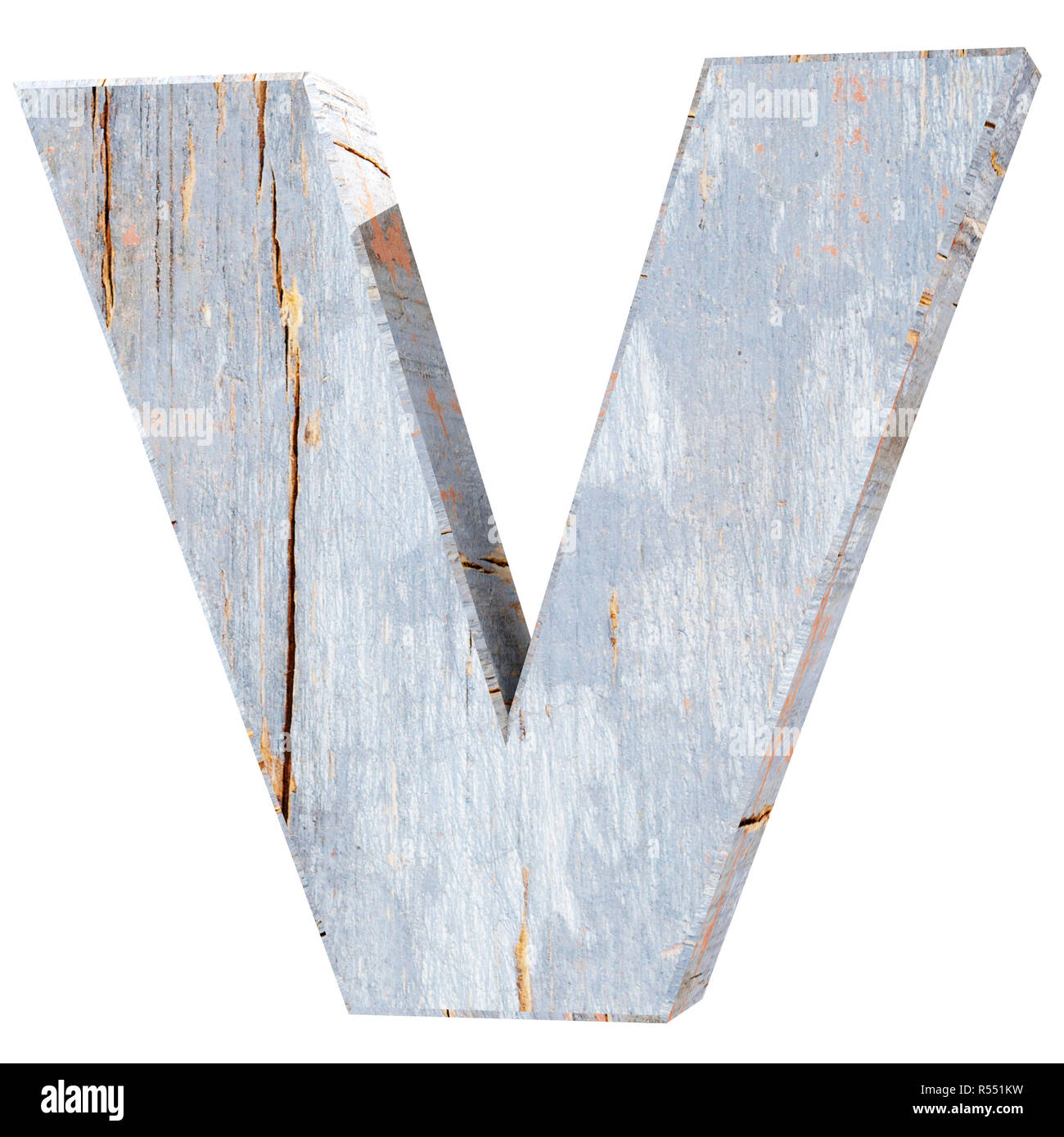 Decorative wooden alphabet letter - V. 3d rendering illustration ...