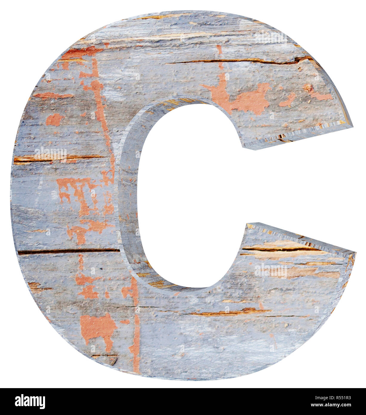 Decorative wooden alphabet letter - C. 3d rendering illustration ...