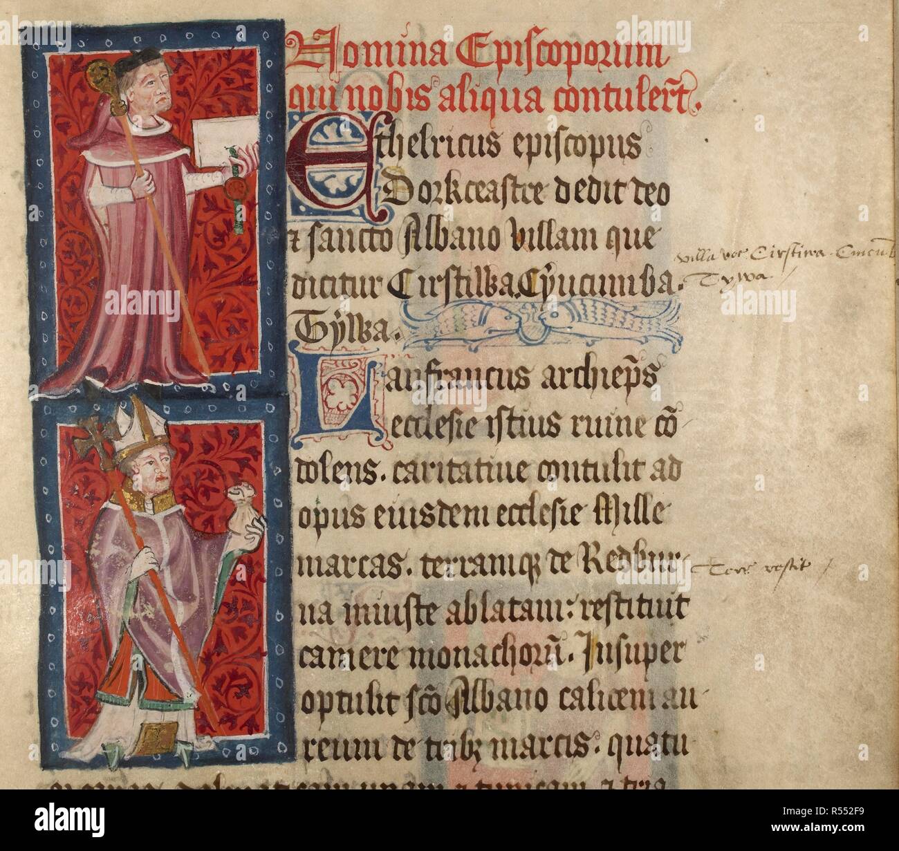 Two priests. Liber benefactorum of St Albans Abbey (â€˜Golden Book of ...