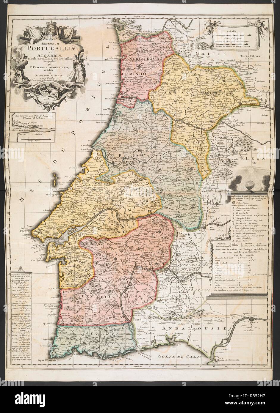 A map of the kingdoms of Portugal and the Algarve. Includes a title ...