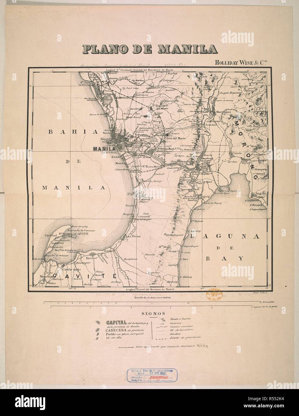 A plan of Manila. Plano de Manila. Escala de 1 : 100,000 metros. [New ...