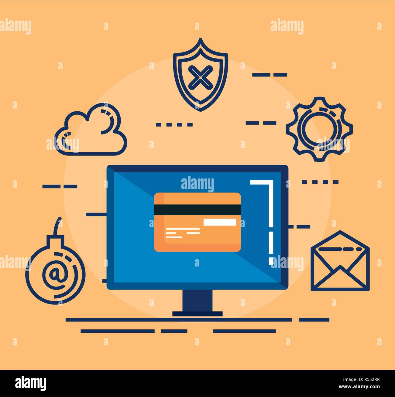 data center security with desktop vector illustration design Stock ...
