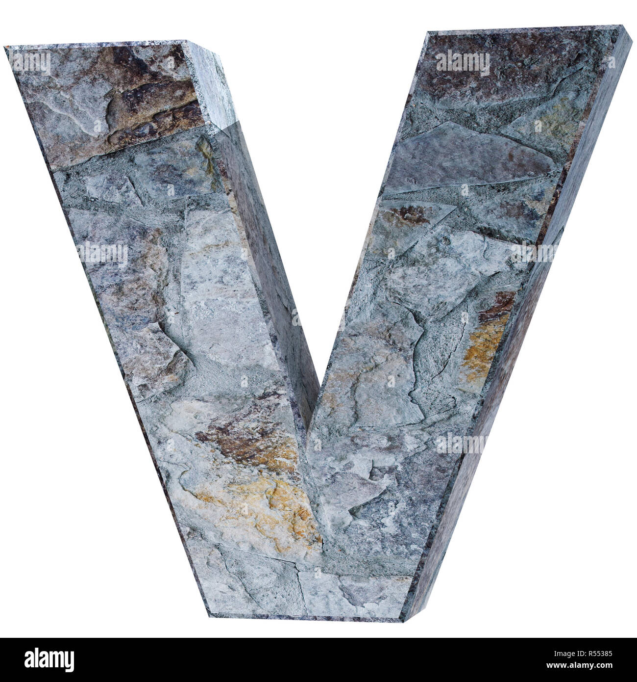 Capital letter - V from stone. 3D Render Illustration Stock Photo - Alamy