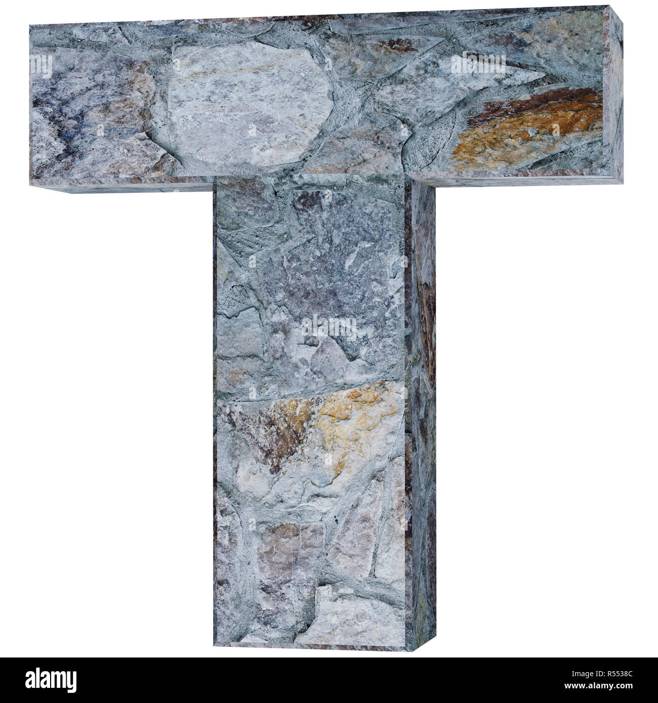 Capital letter - T from stone. 3D Render Illustration Stock Photo - Alamy