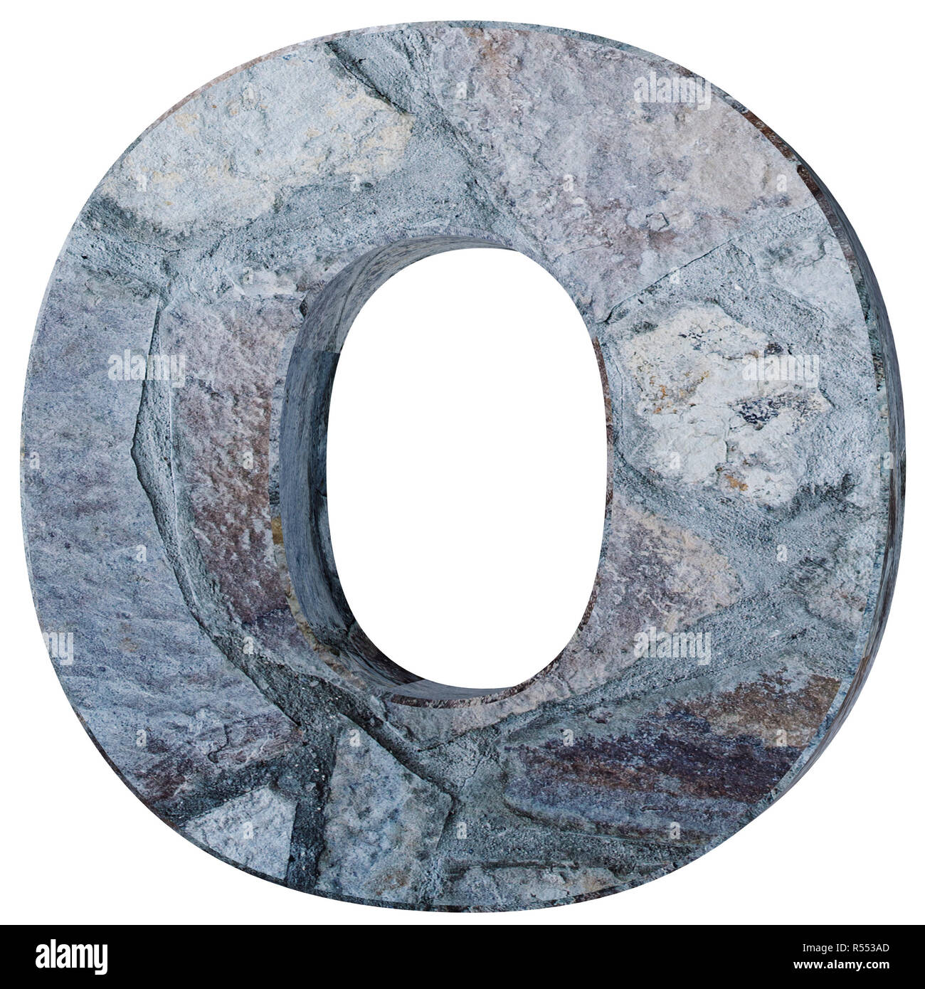 Capital letter - O from stone. 3D Render Illustration Stock Photo - Alamy