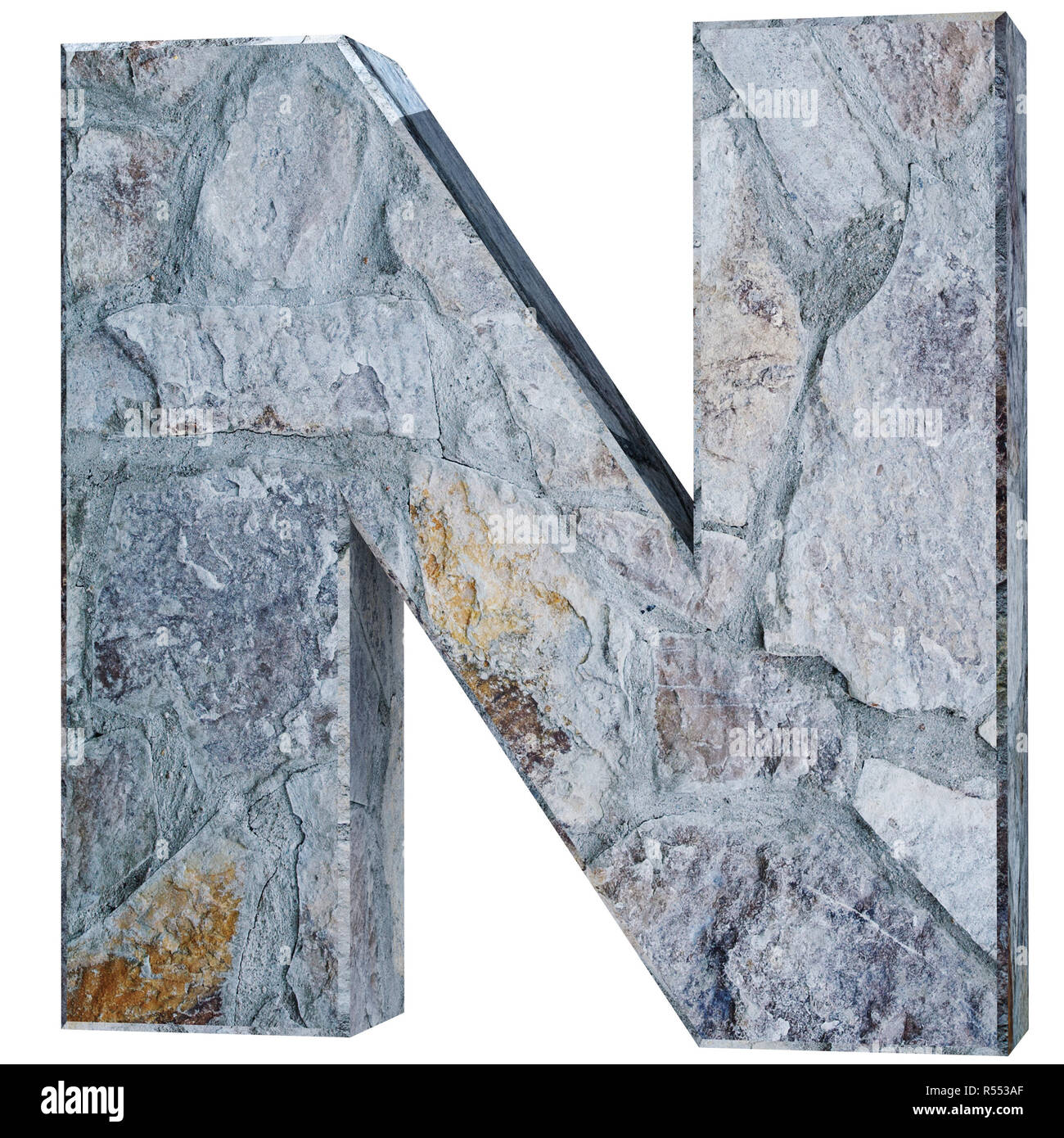 Capital letter - N from stone. 3D Render Illustration Stock Photo - Alamy