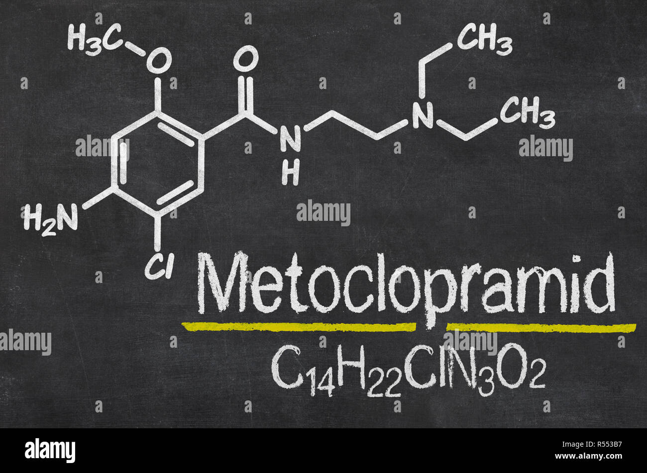 slate with the chemical formula of metoclopramide Stock Photo - Alamy