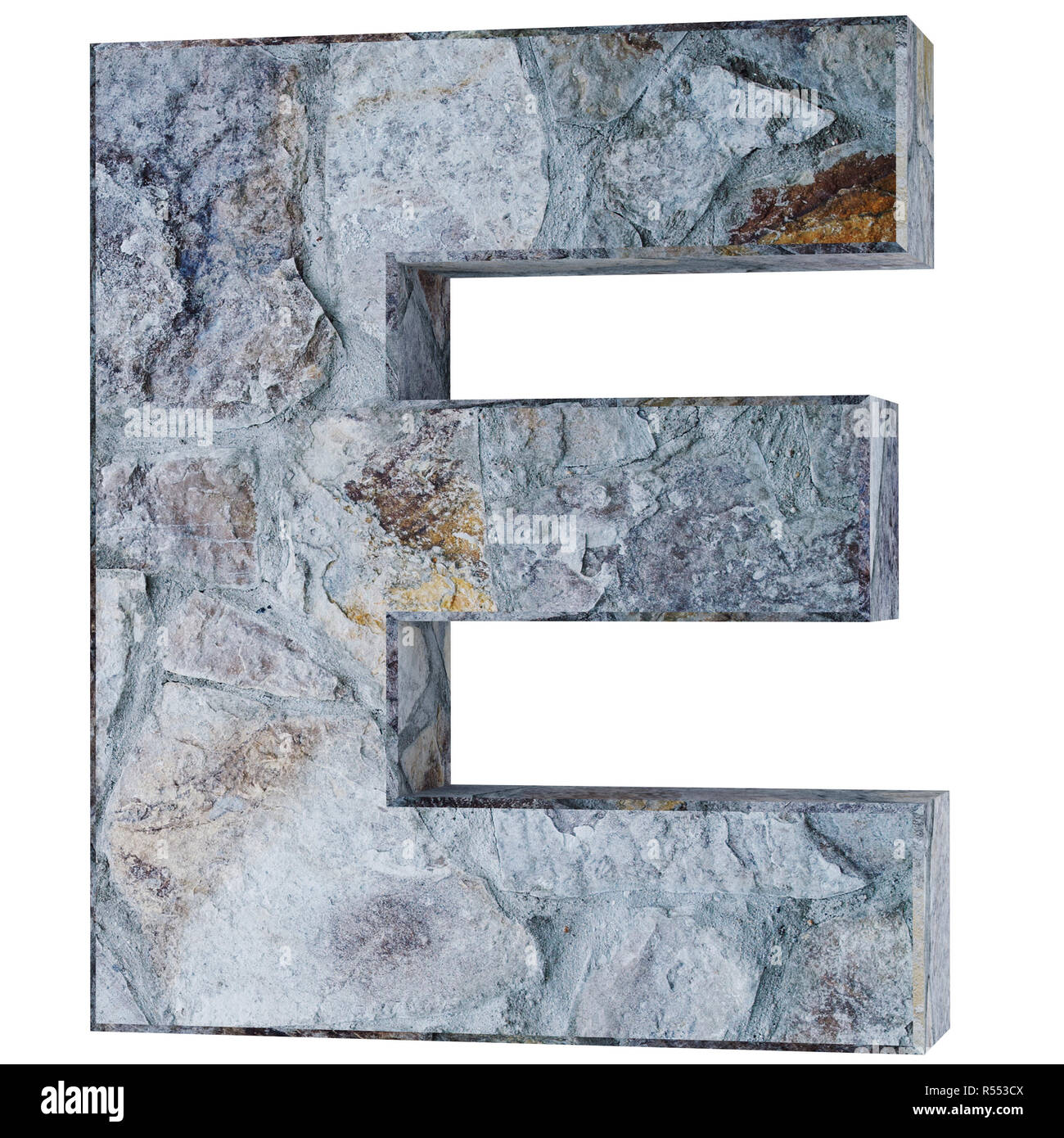 Capital letter - E from stone. 3D Render Illustration Stock Photo - Alamy