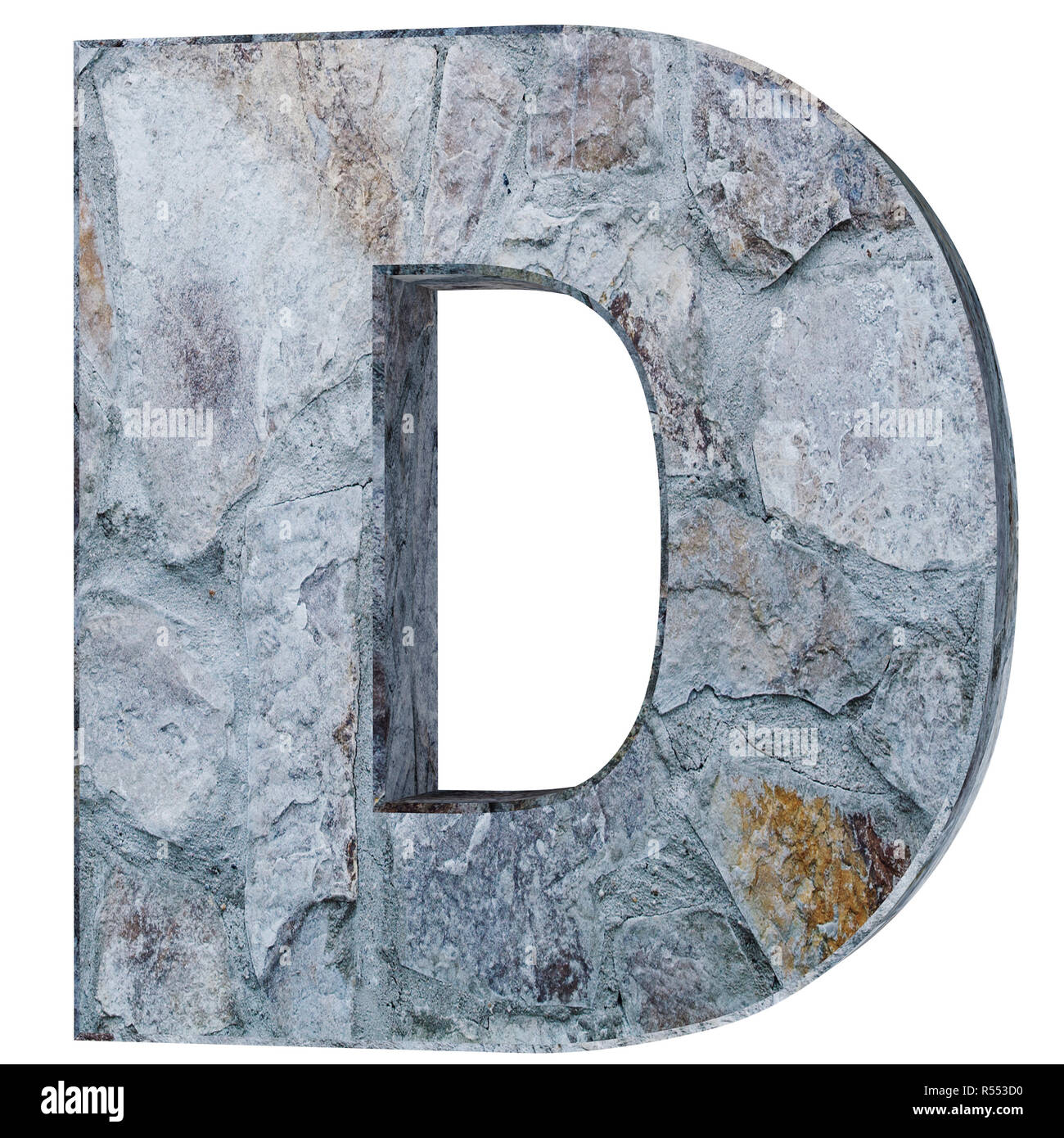 Capital letter - D from stone. 3D Render Illustration Stock Photo - Alamy