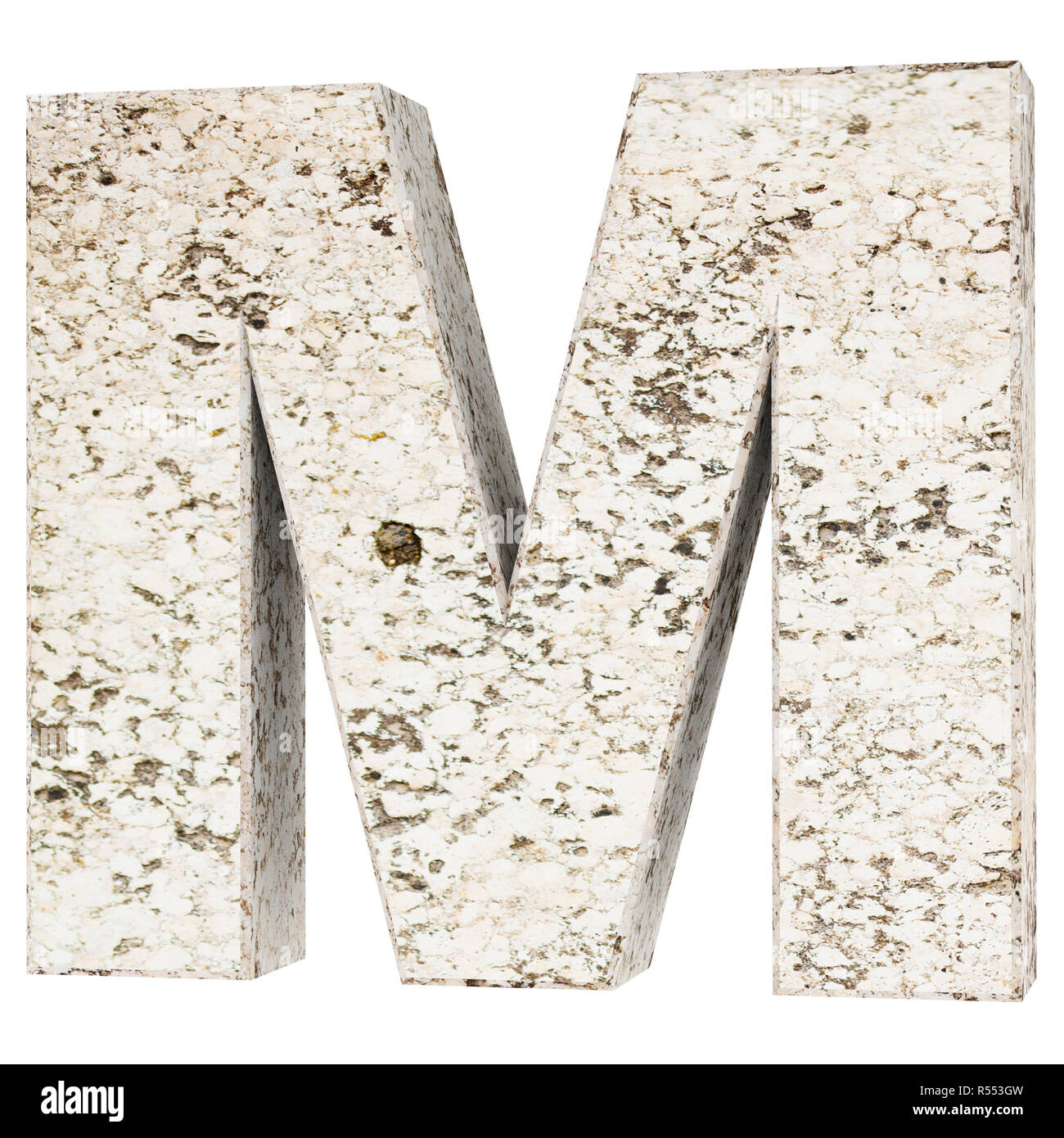 The Capital Letter - M from stone. 3D Render Illustration Stock Photo ...