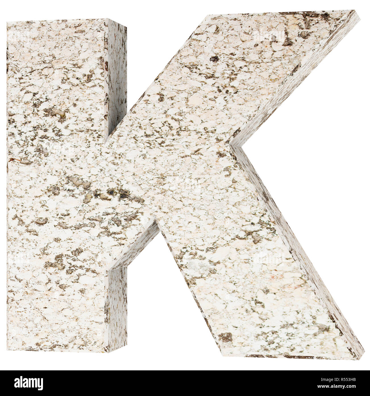 The Capital Letter - K from stone. 3D Render Illustration Stock Photo ...
