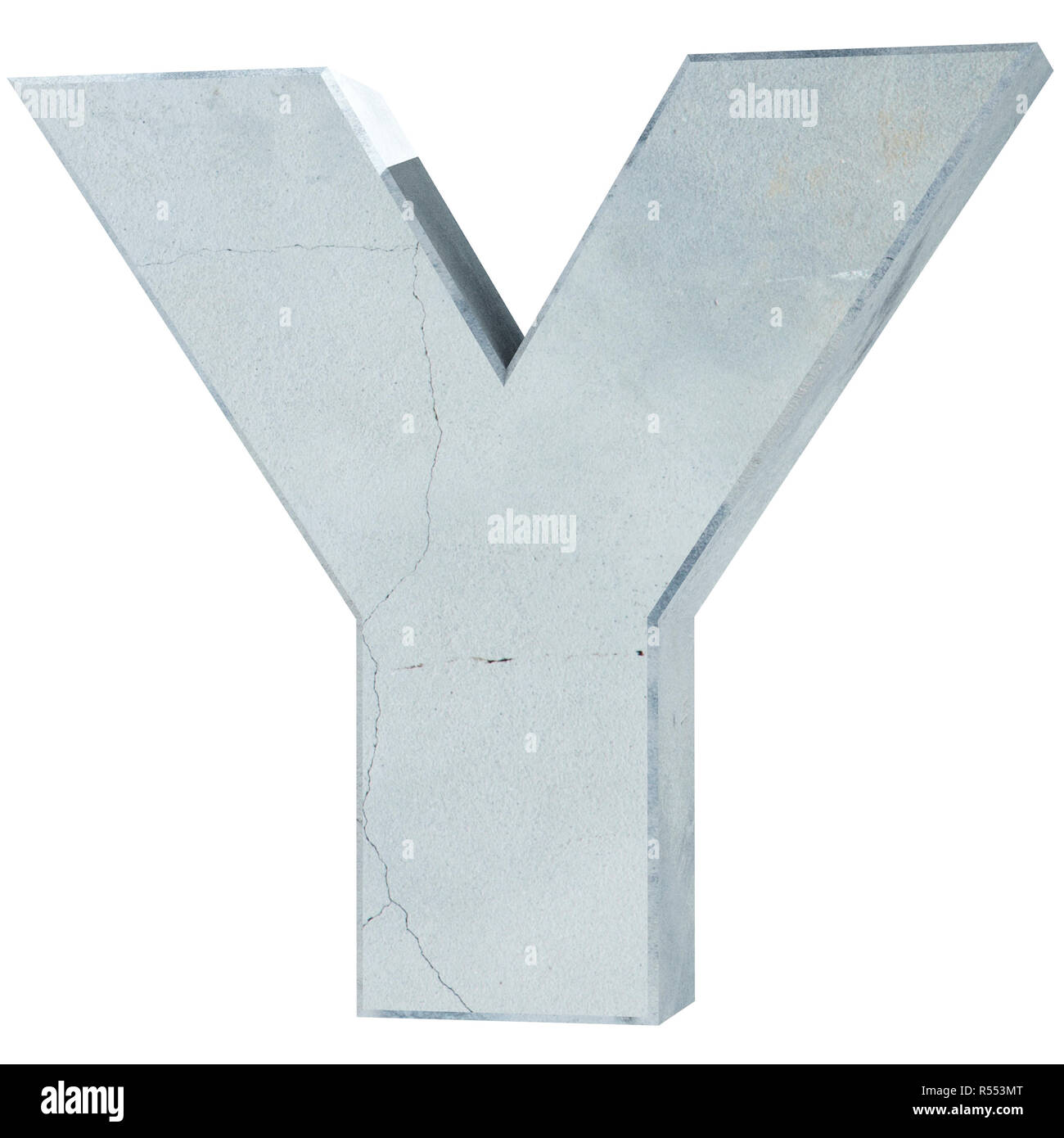 Concrete Capital Letter - Y isolated on white background . 3D render ...