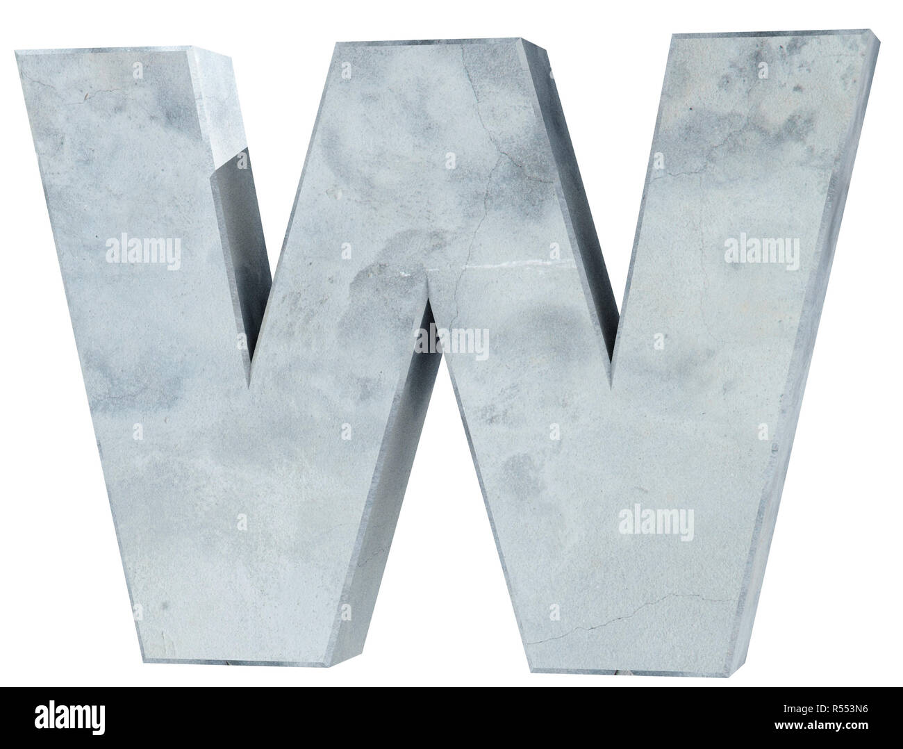 Concrete Capital Letter - W isolated on white background . 3D render ...