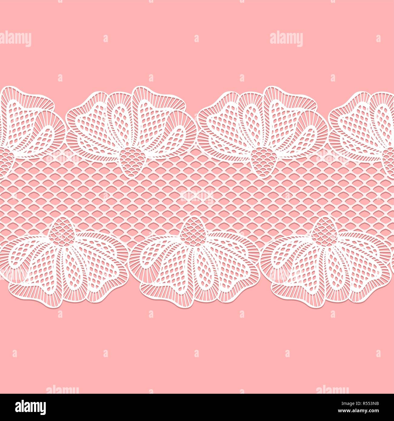Seamless white flower lace border, lace ribbon Stock Vector Image & Art ...