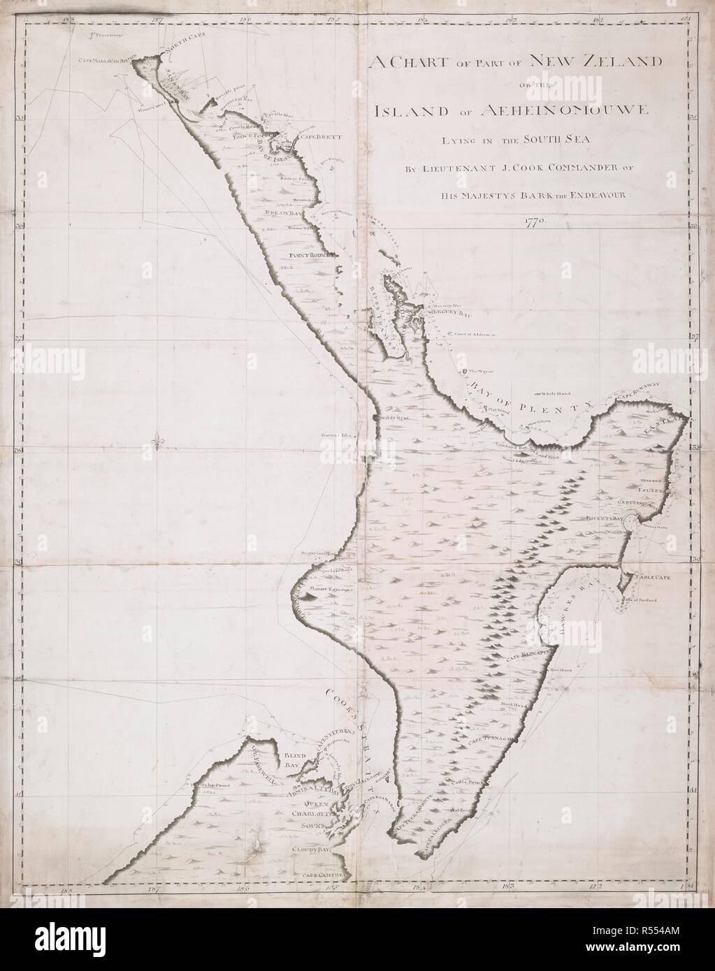 The Middle and North lslands of New Zealand, by James Cook; 1770. A ...
