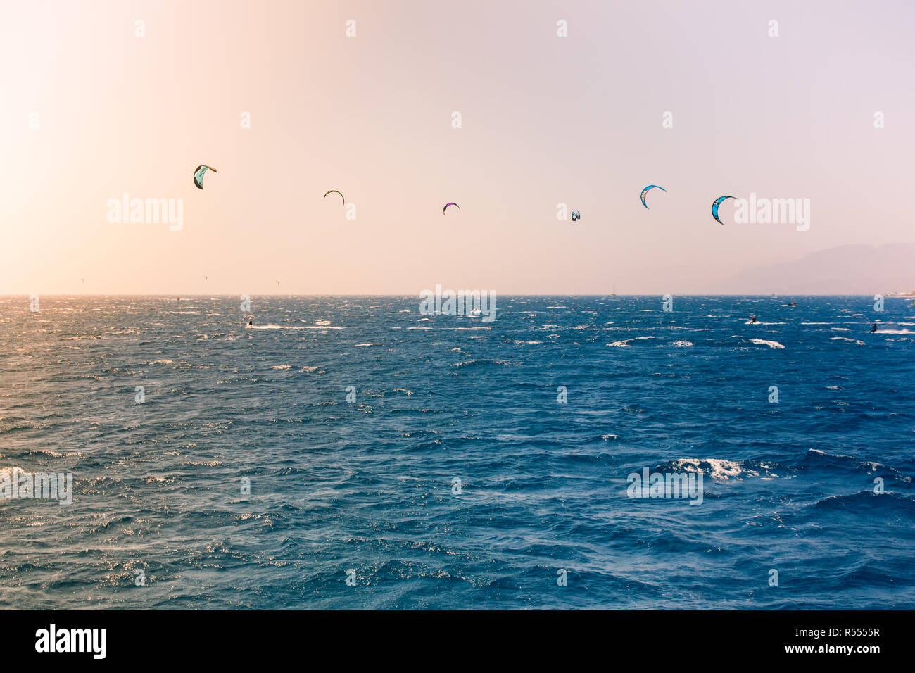 Windsurfers sailing in the Red Sea Stock Photo - Alamy