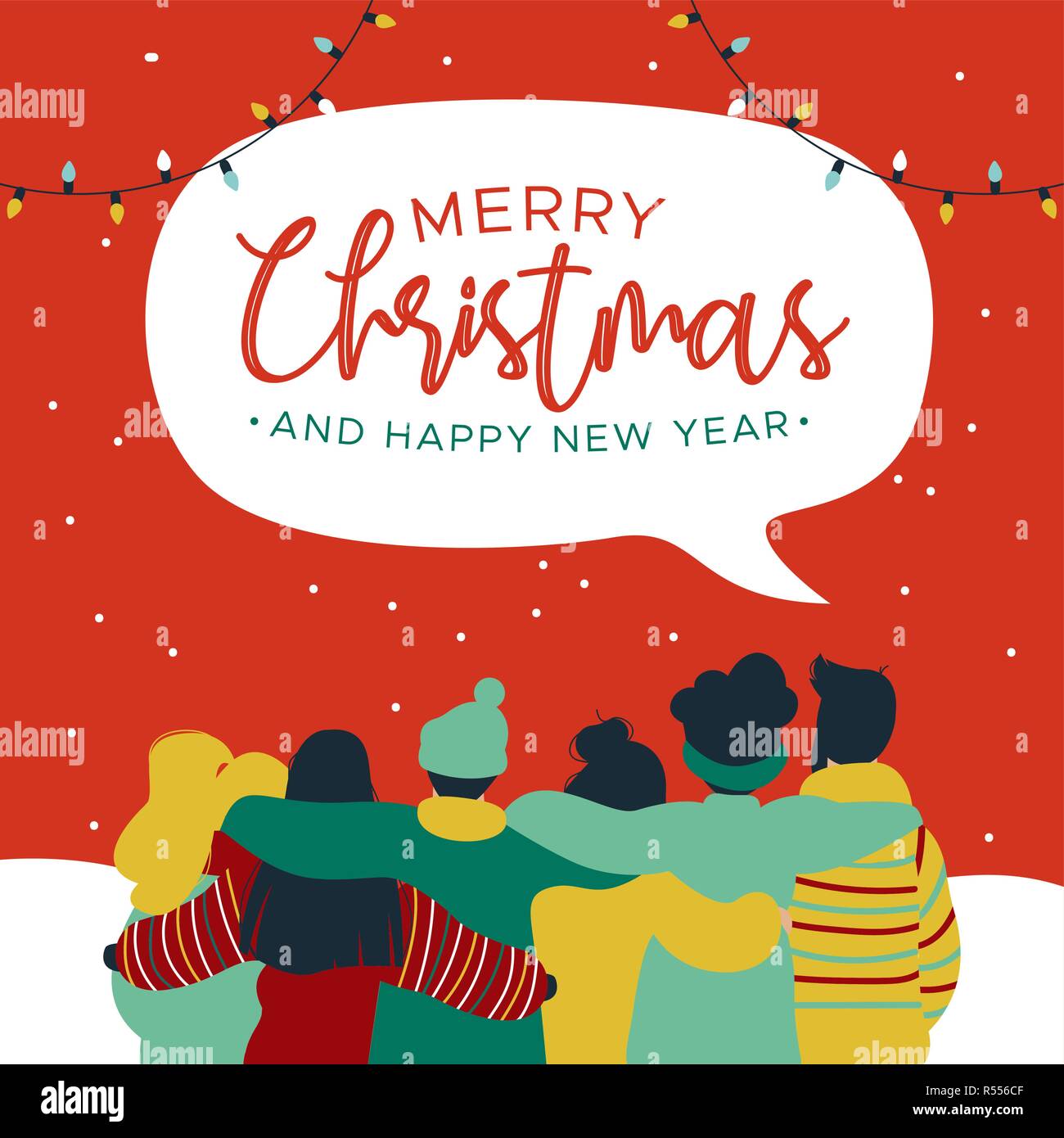 Merry Christmas and Happy New Year greeting card illustration with ...