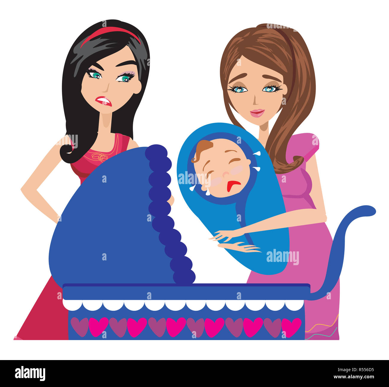 Cartoon illustration mom crying baby hi-res stock photography and ...