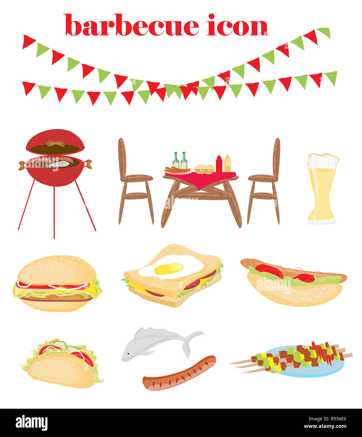 barbecue party - set of icons Stock Photo - Alamy