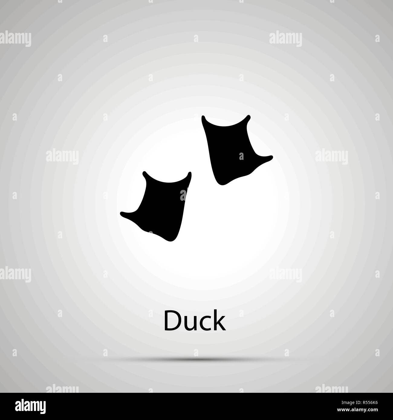 Duck paws, steps imprints, simple black silhouette on gray Stock Vector ...