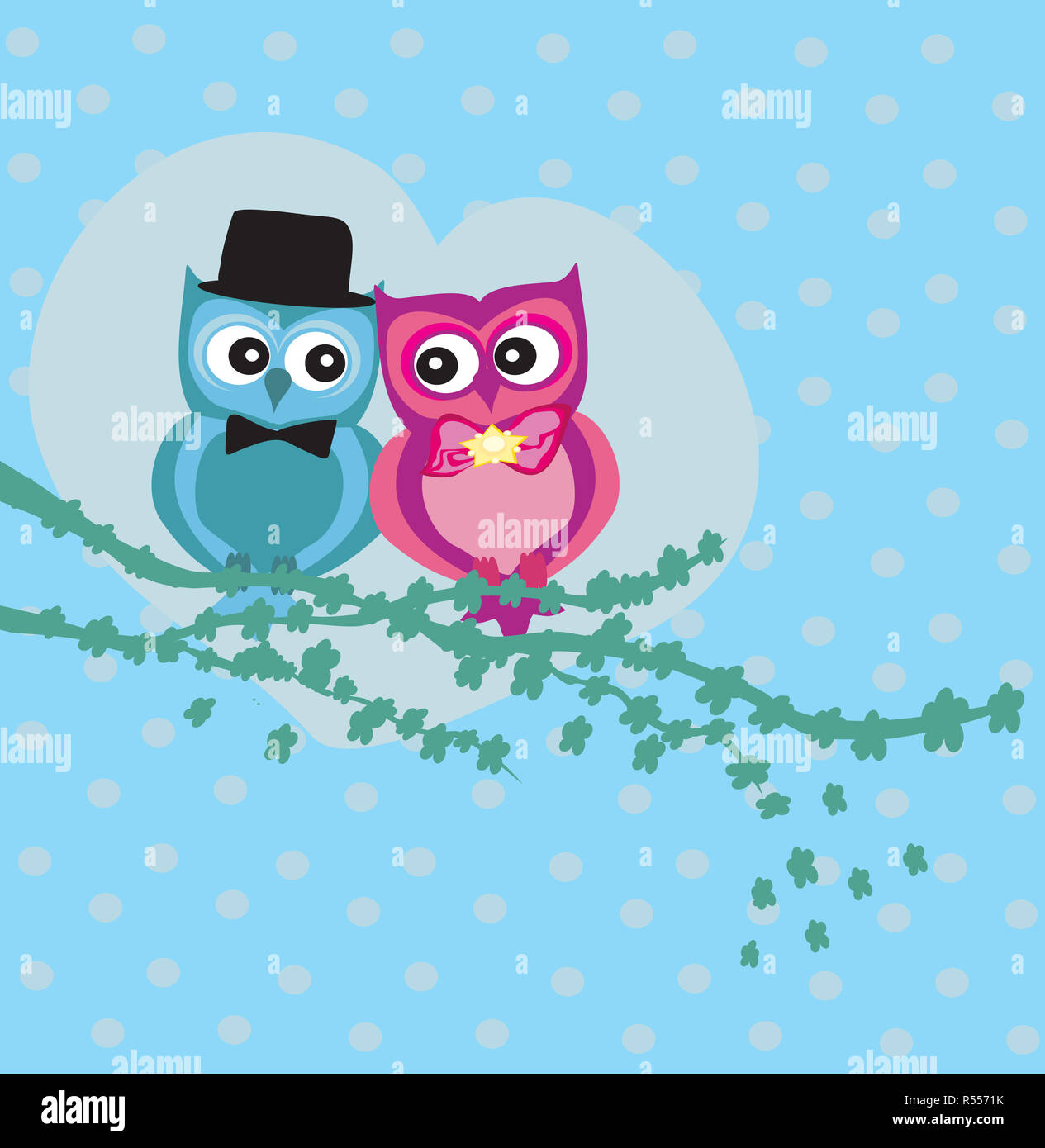 cute owl couple in love Stock Photo - Alamy