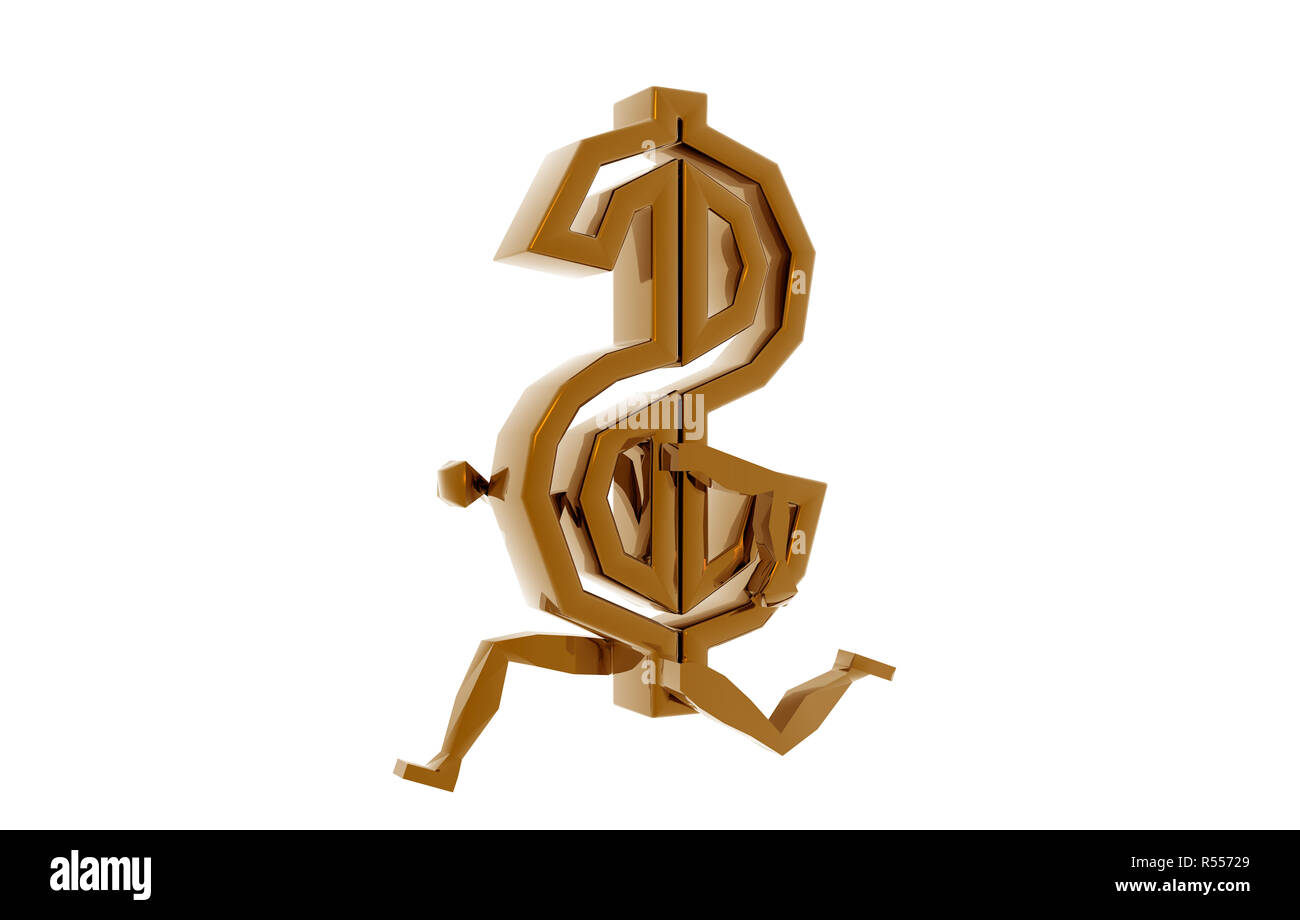 dollar sign is running away isolated Stock Photo - Alamy
