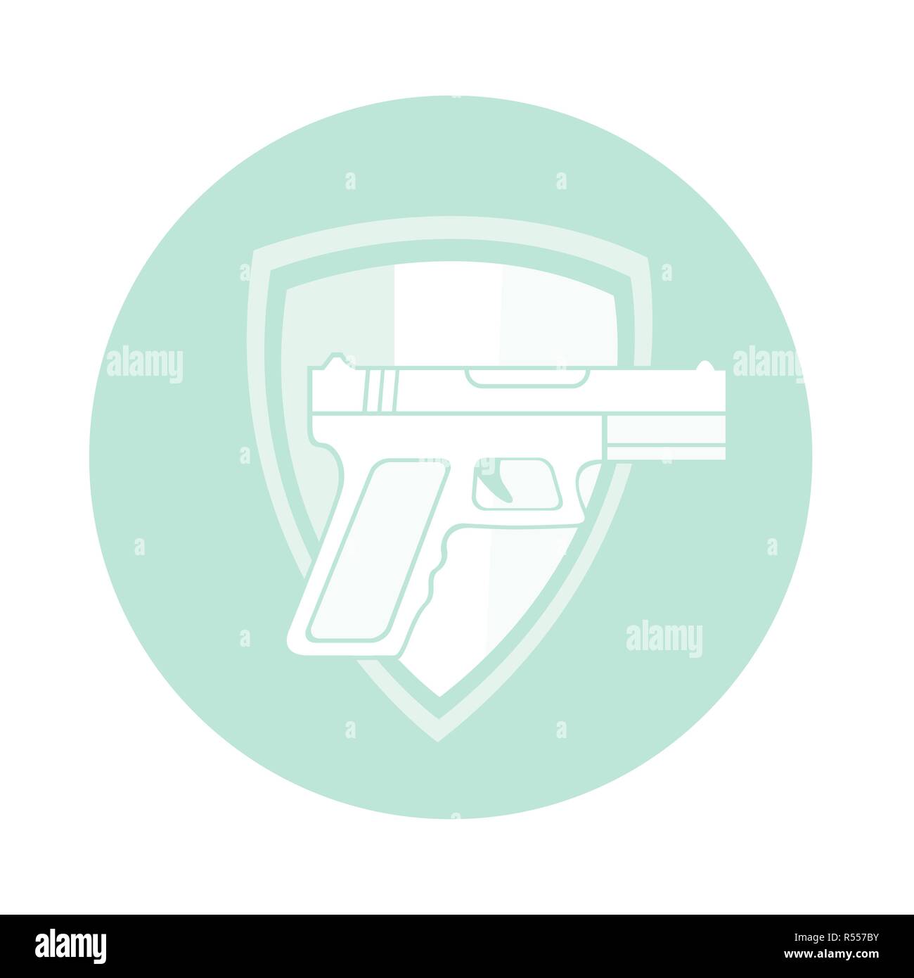 Gun on shield icon. Vector gun icon. Pistol symbol. Protection icon ...