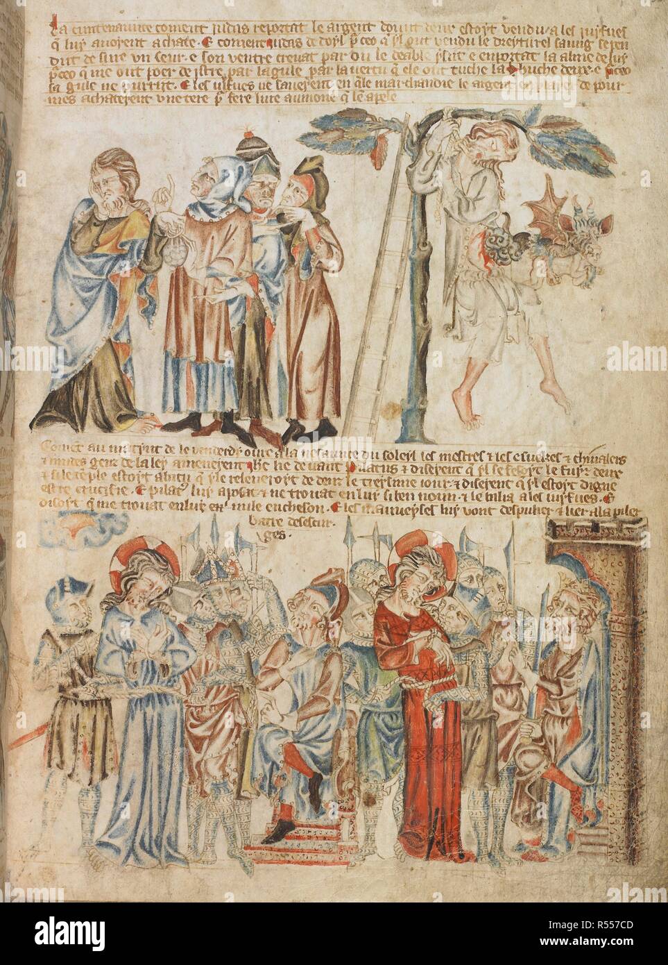 Judas returns the thirty pieces of silver; the death of Judas; Christ ...