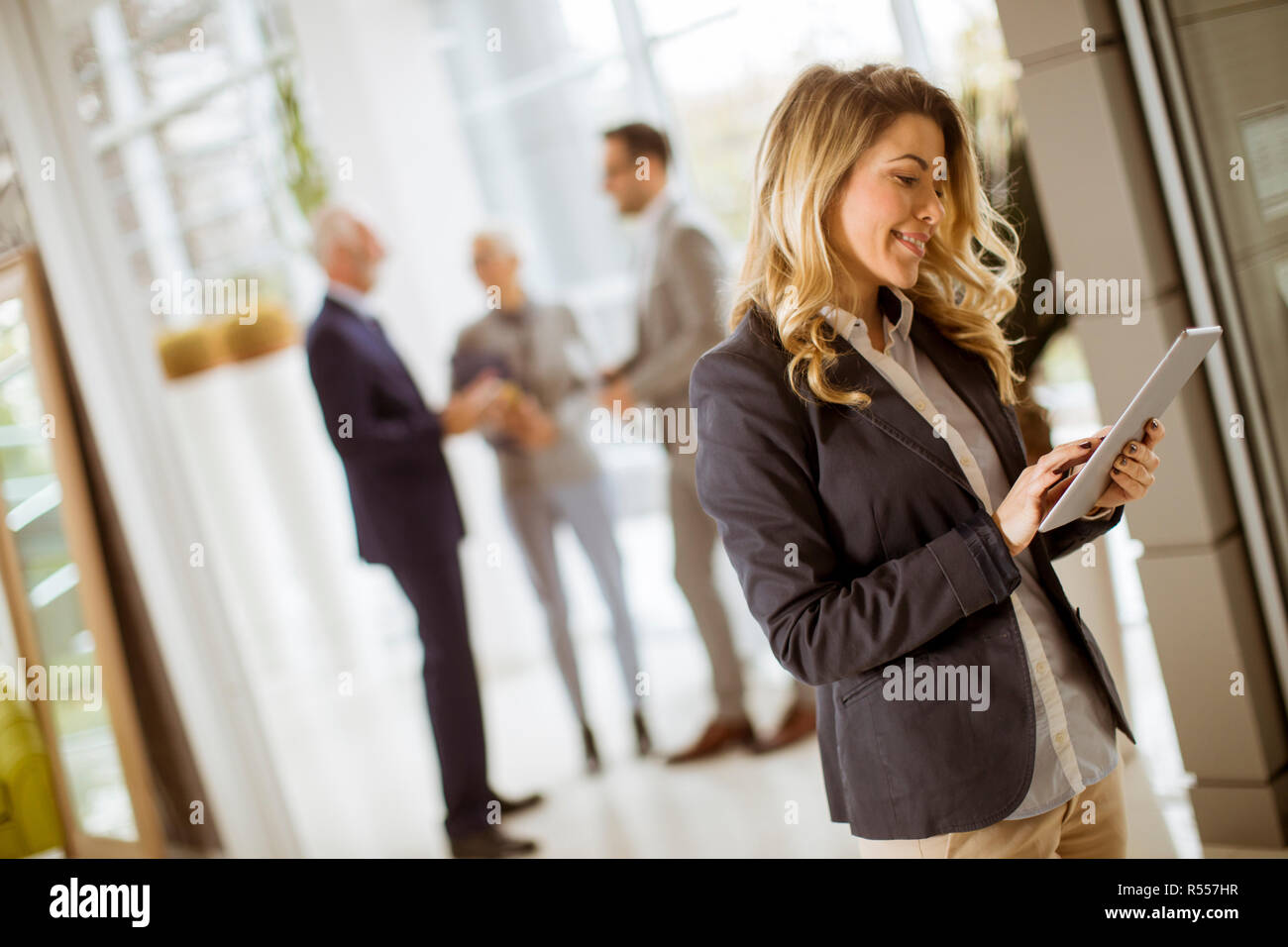 Work people talking positive hi-res stock photography and images - Alamy