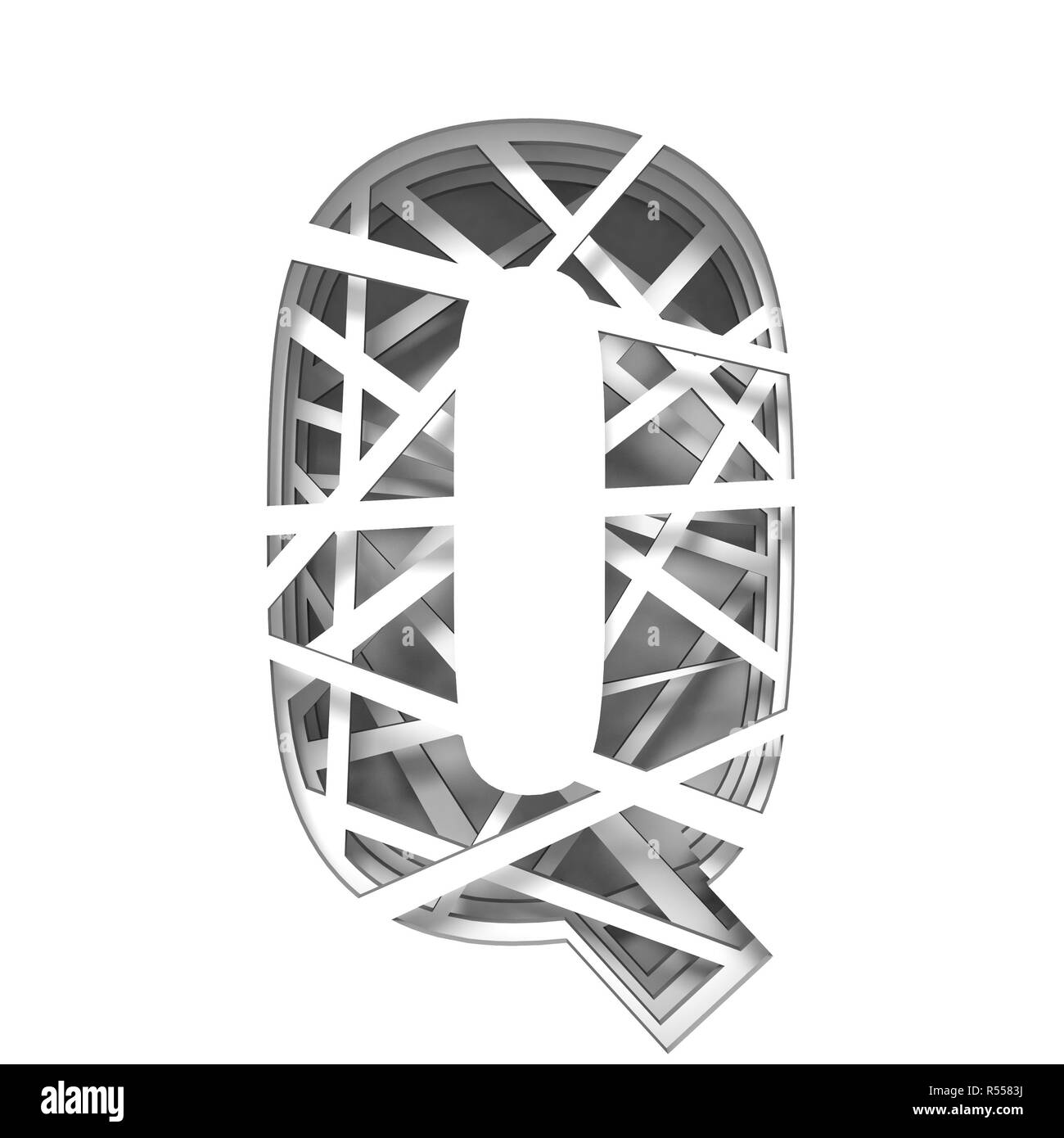 Paper cut out font letter Q 3D Stock Photo - Alamy