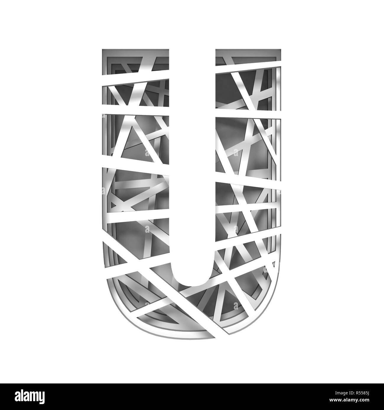 Paper cut out font letter U 3D Stock Photo - Alamy