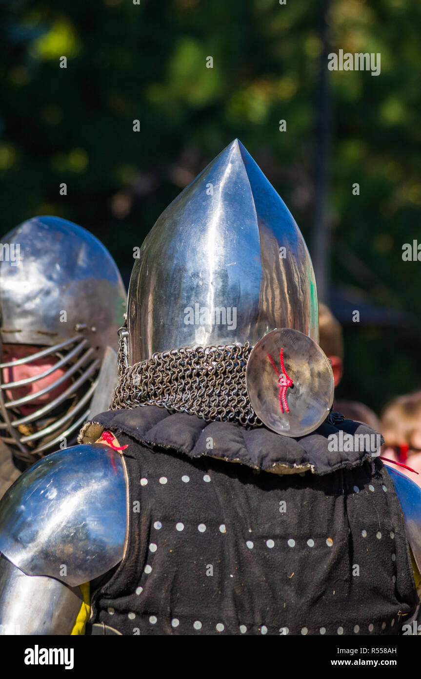 Knight's armor for historical reconstructions of medieval battles Stock ...