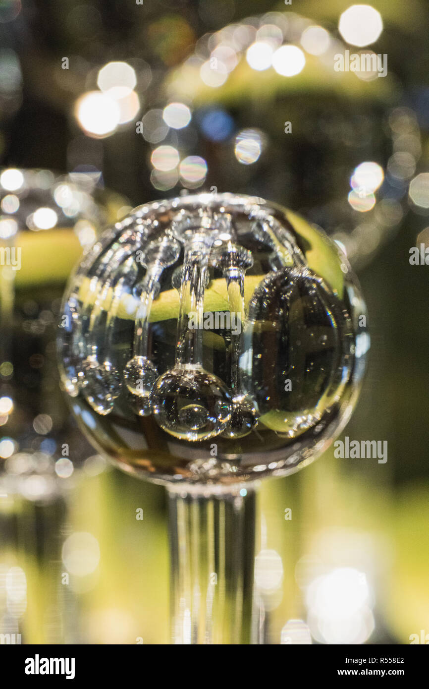 Close up of glass globe reflecting other globes, germany Stock Photo ...