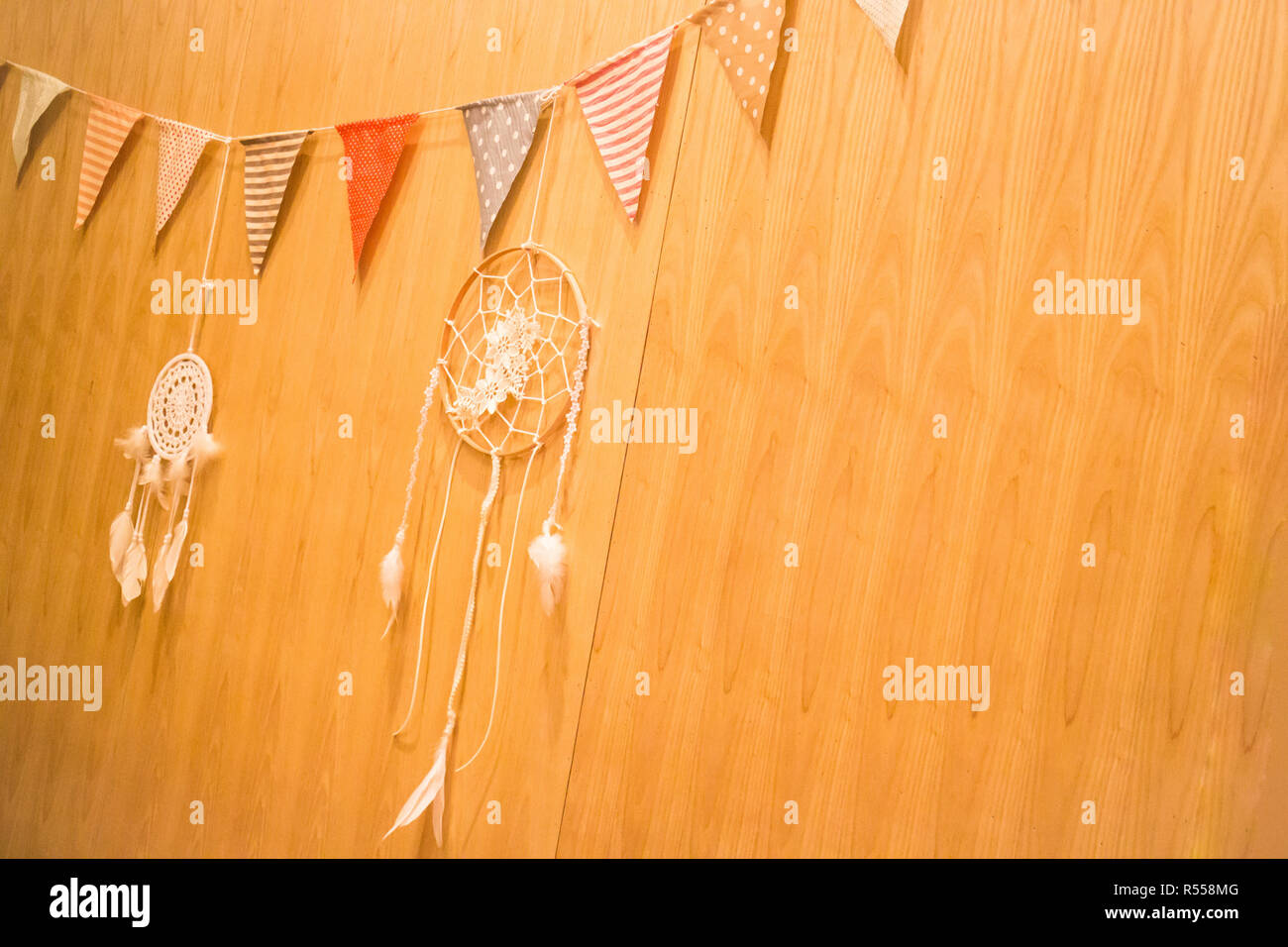 Multi Colored Triangle Flags Hanging Indoor Party Stock Photo - Alamy